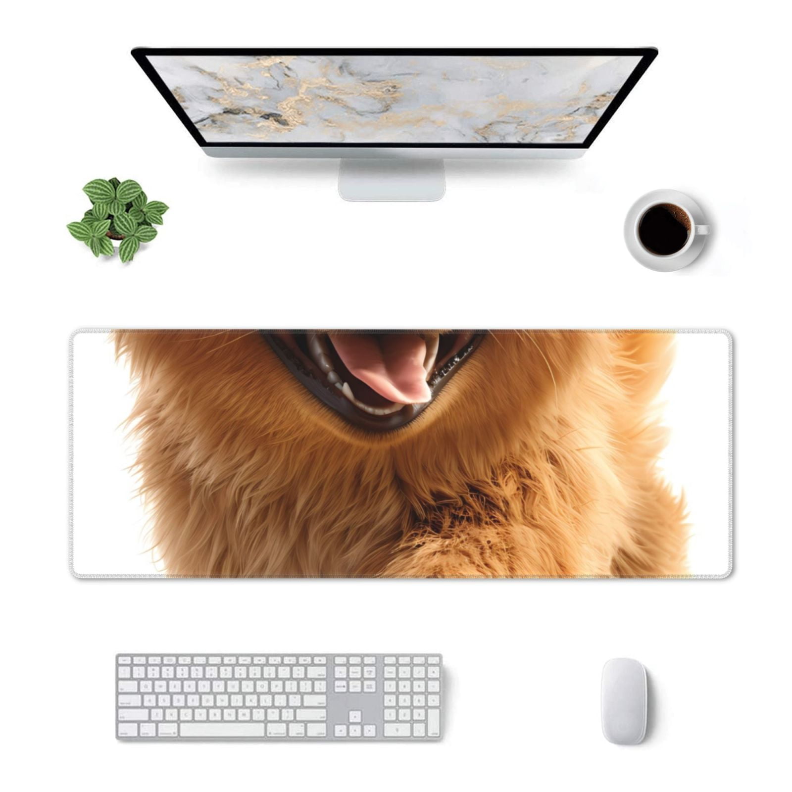 Qekee Happy Fluffy Running Dog Print Mouse Pad,Desk Pad Protector ...