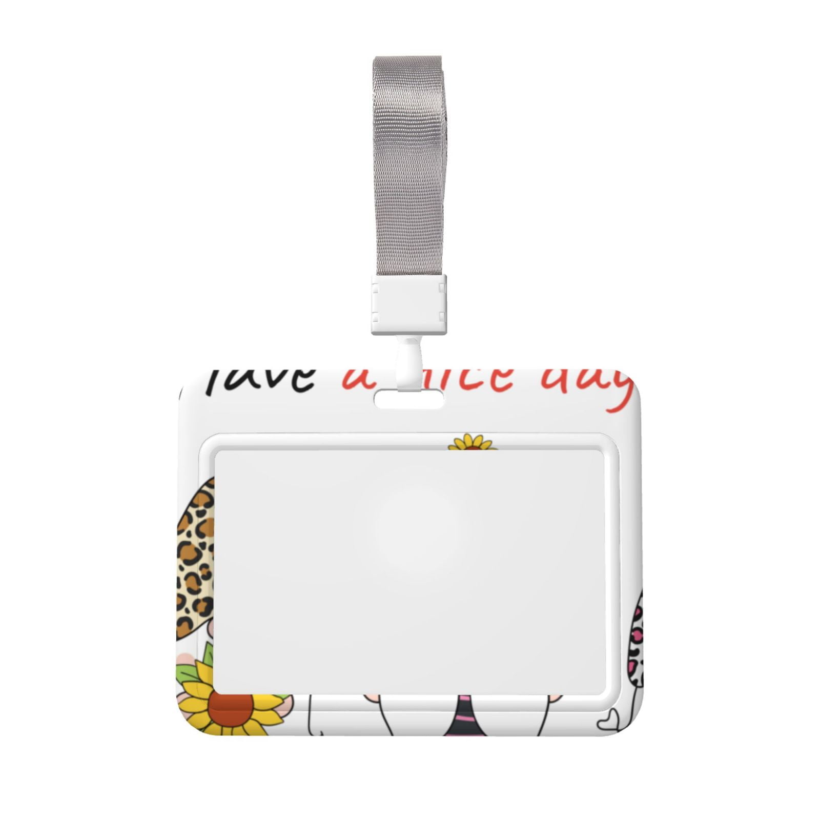 Qekee Have a Nice Day Print Card Badge Holder,Clear Name Tag ID Card ...
