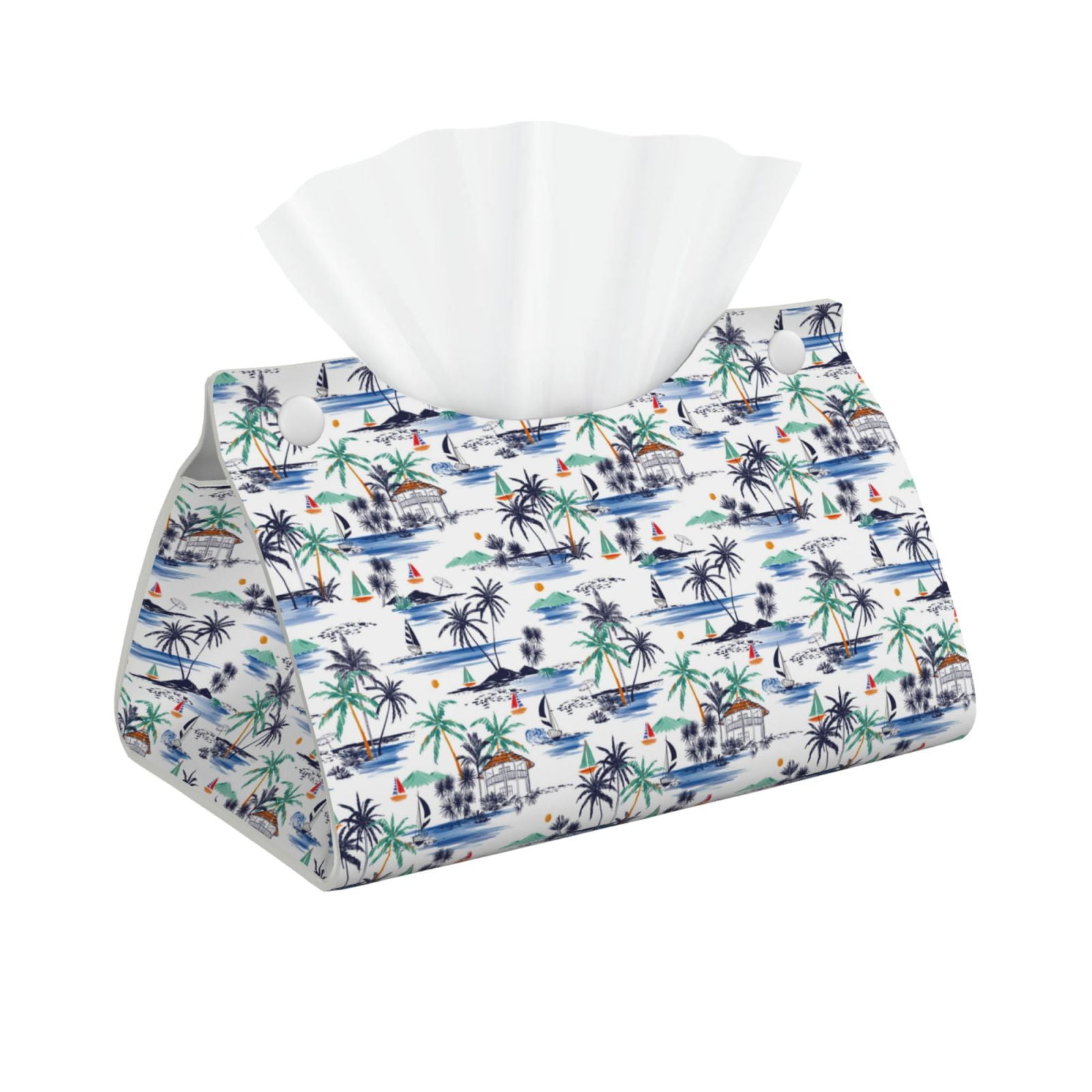 Qekee Hawaii Palms Long Tissue Box Cover, Tissue Holder, PVC Leather ...