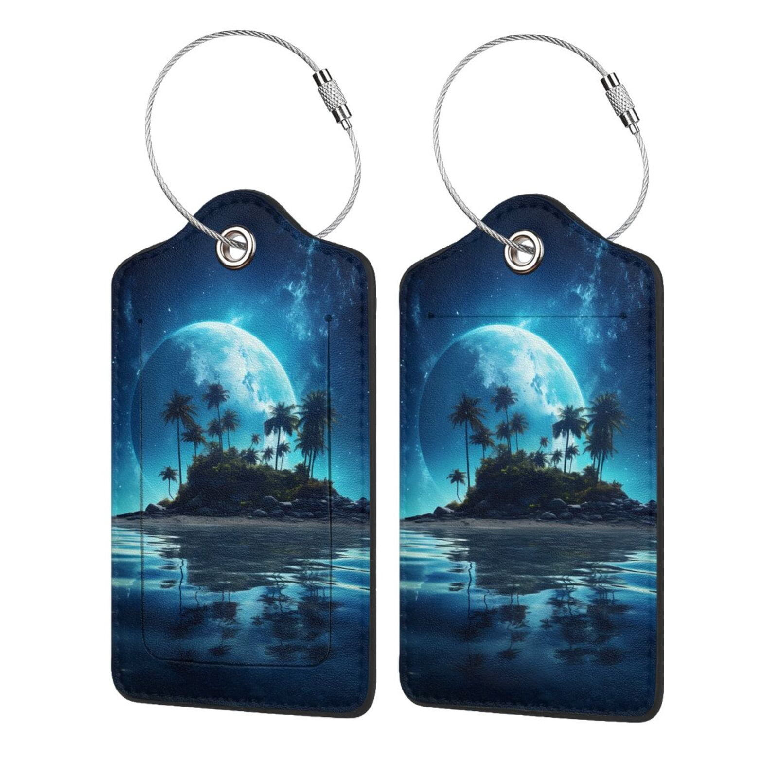 Qekee Hawaiian Beach Pirate Moon Print Luggage Tag for Suitcase,Bag Tag ...