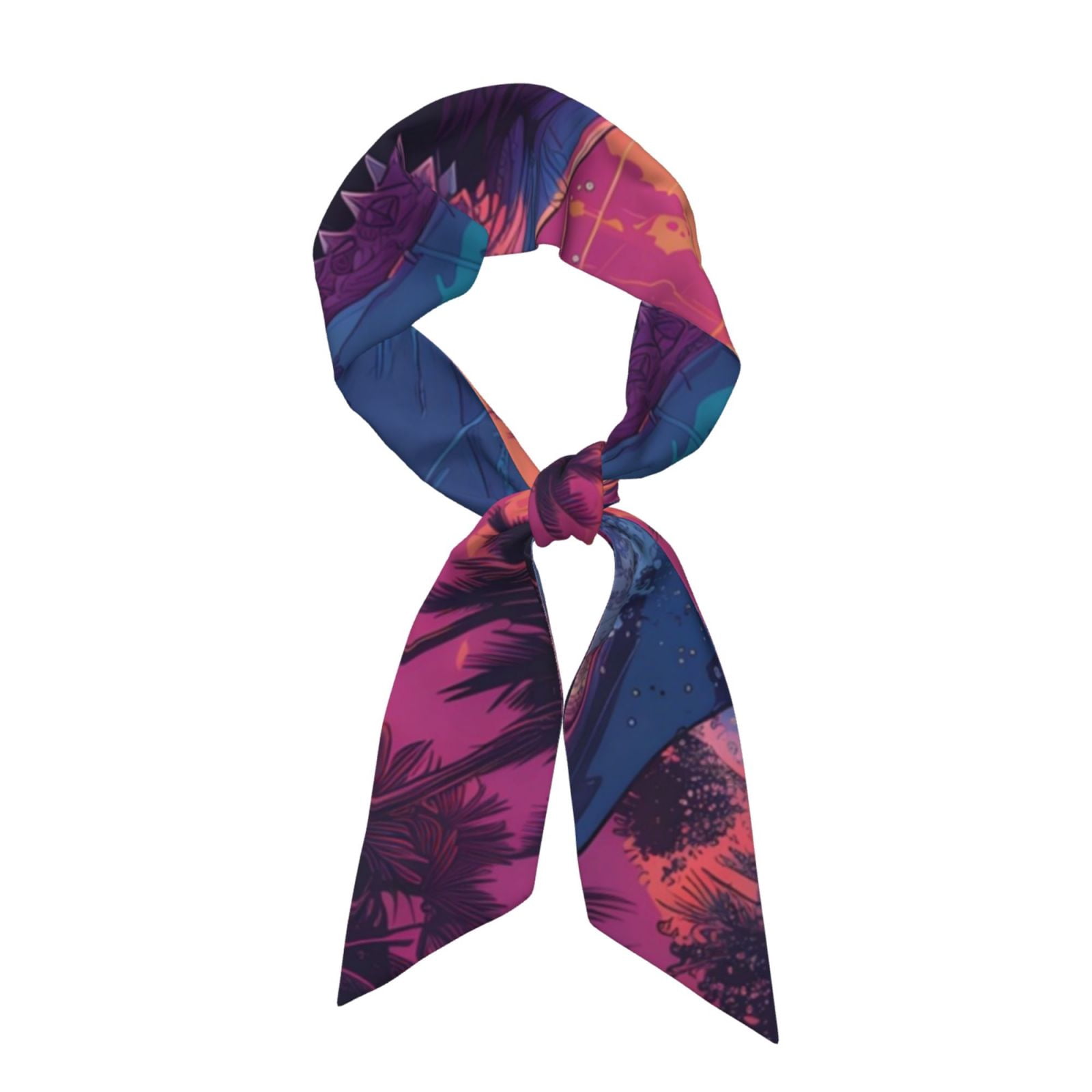 Qekee Hawaiian Island Beach Shark for Silk Feeling Scarf Medium Square ...