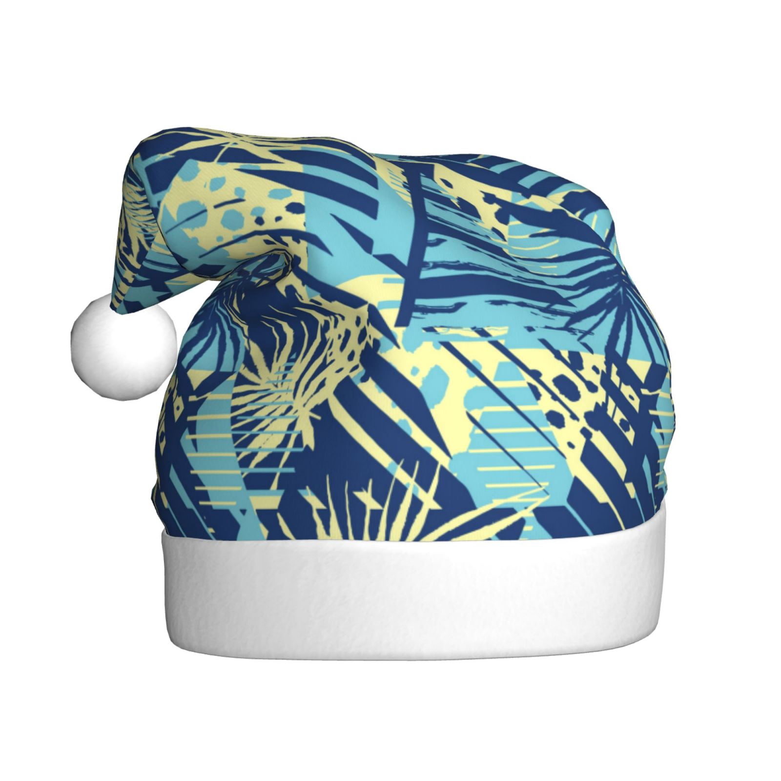 Qekee Hawaiian Style for Fluffy Red Santa Hats Set Plush Brim and Liner ...