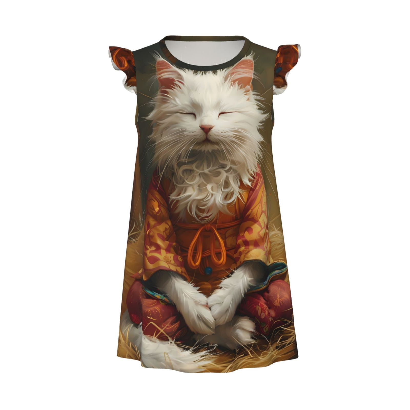 Qekee Haystack Meditating Cat for Girls Nightgowns, Princess Pajama ...