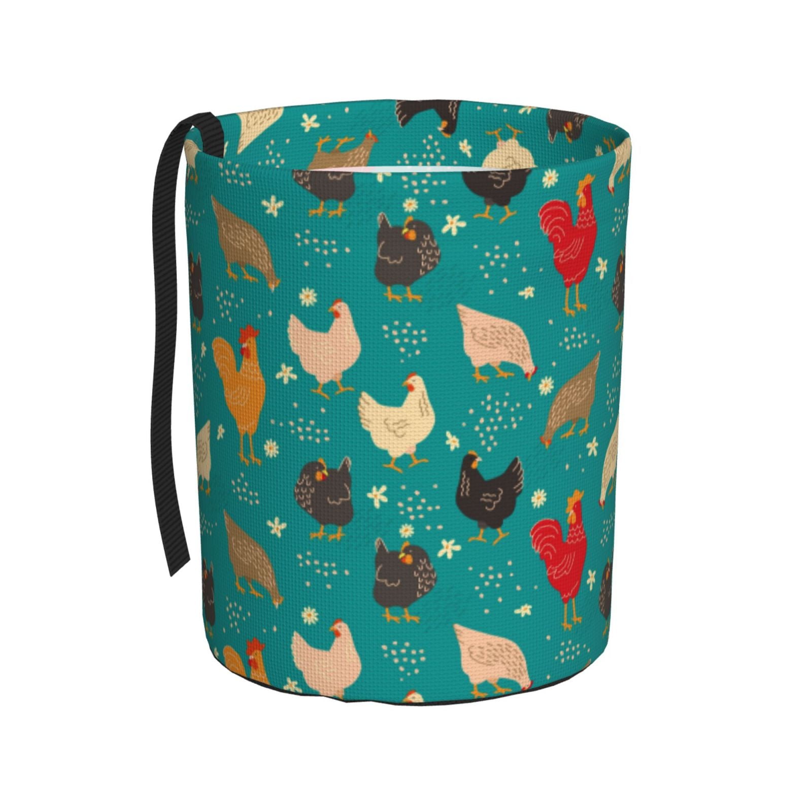 Qekee Hens And Rooster Print Automotive Waterproof Portable Collapsible Trash Can ,Garbage ...