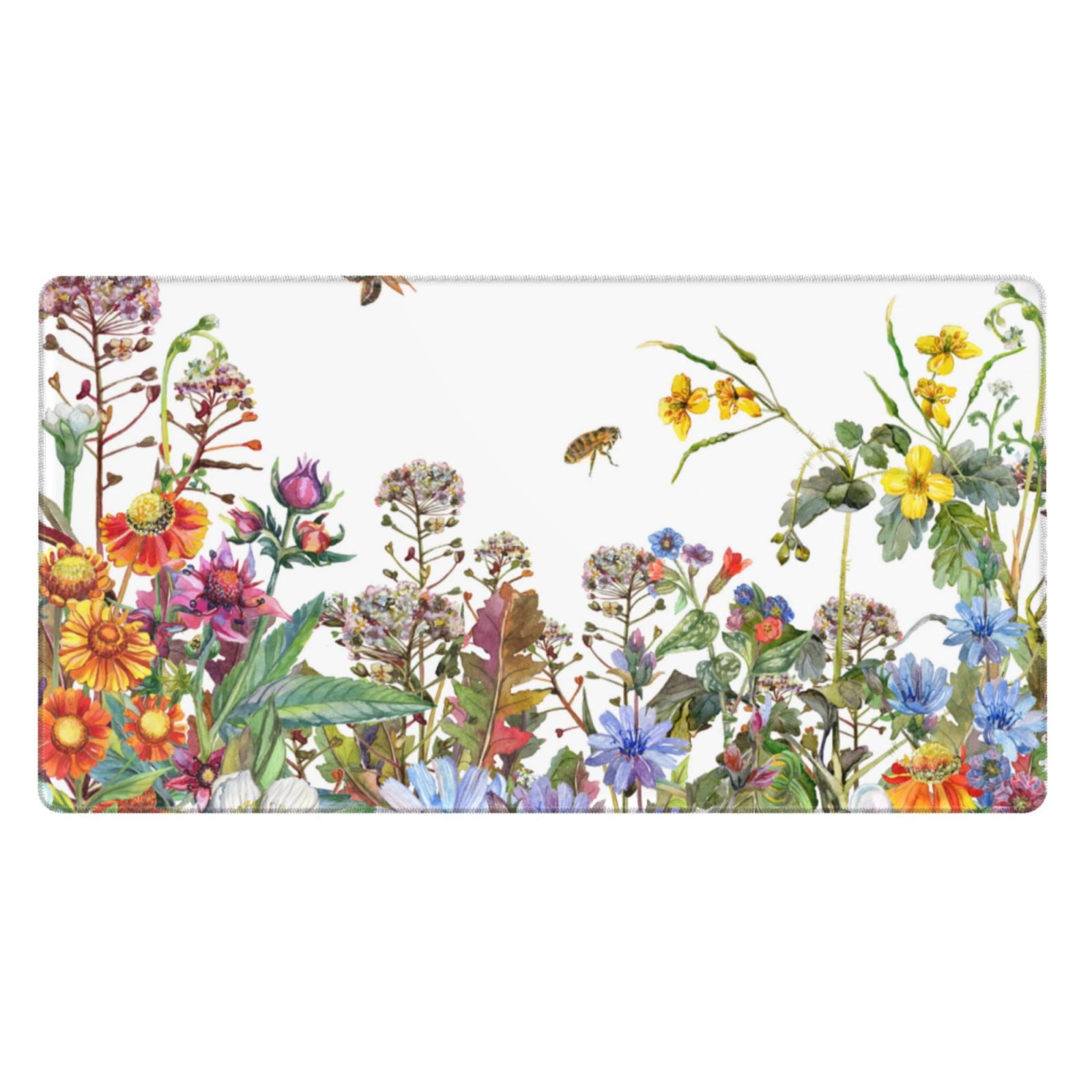 Qekee Herbs and Wildflowers Print Desk Pad Protector,Mouse Pad,Office ...