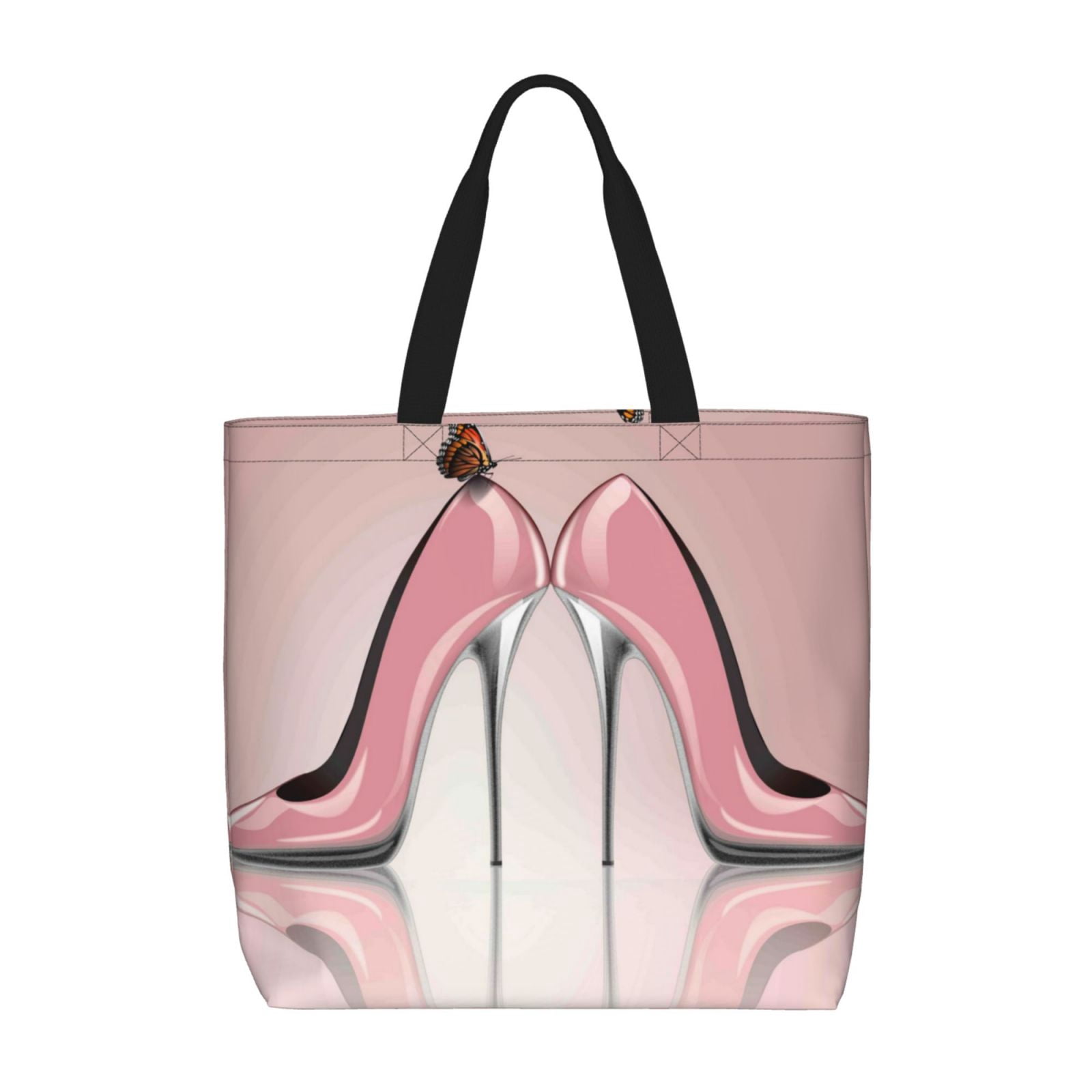 Qekee High Heel Shoes Butterfly Tote Bag for Women Travel Bag with ...