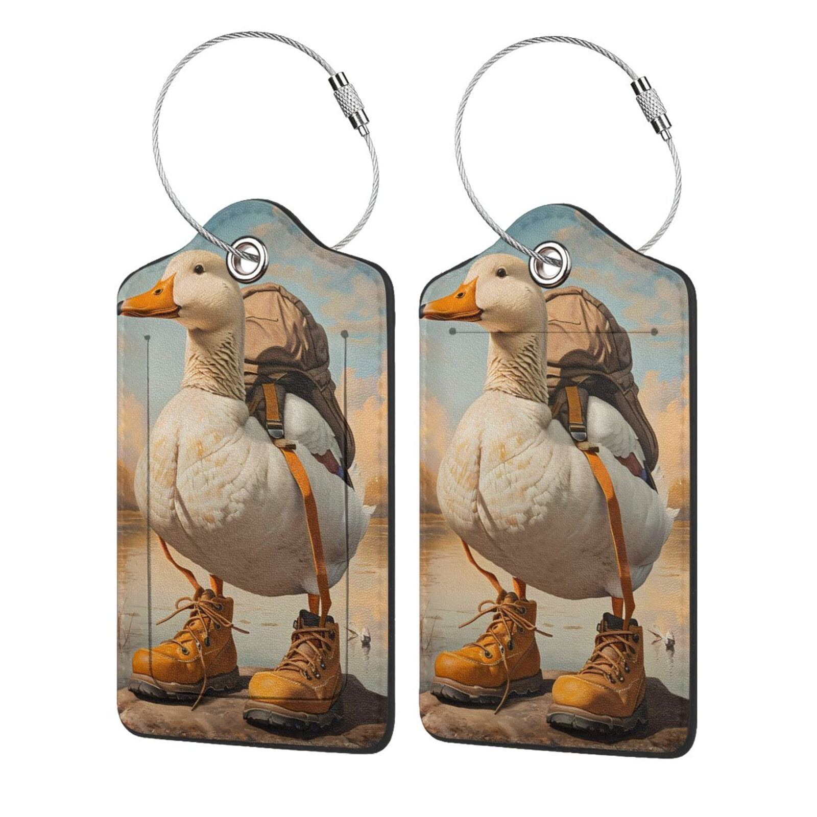 Qekee Hiking Duck Print Luggage Tag for Suitcase,Bag Tag with Privacy ...