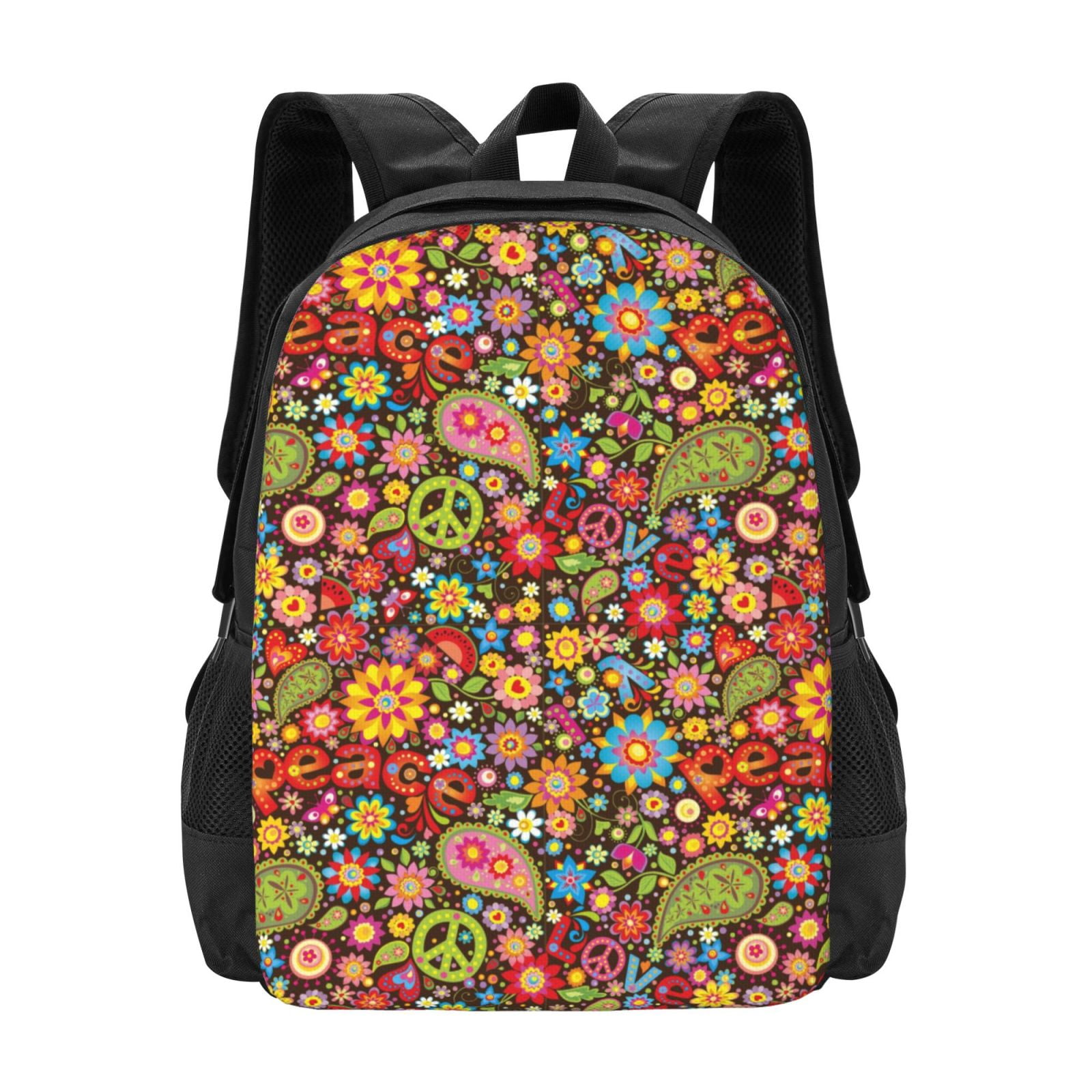 Qekee Hippie Peace Love for Travel Laptop Backpack for womem and men ...