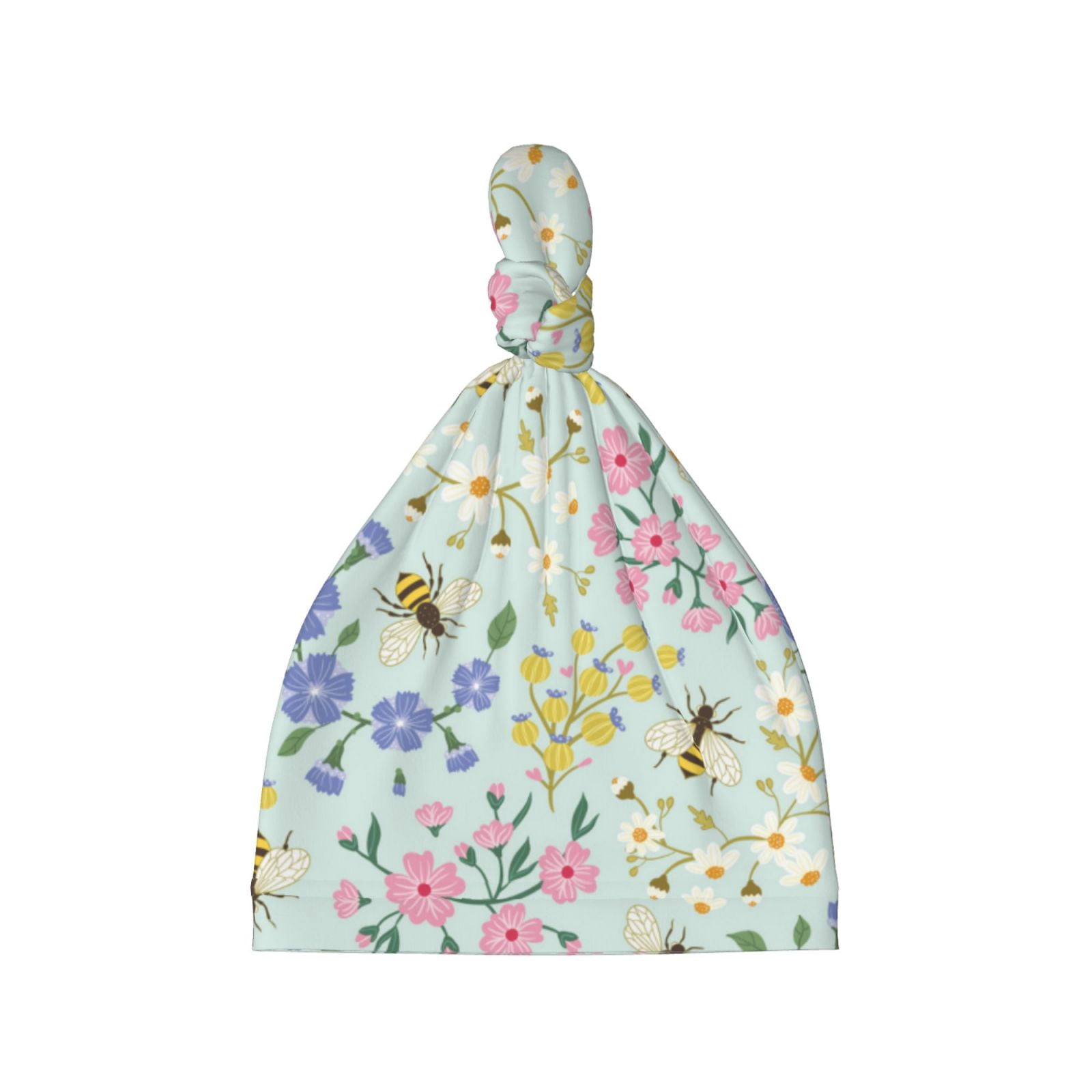 Qekee Honey Bees And Flowers Print Newborn Baby Hospital Hat for Boy ...