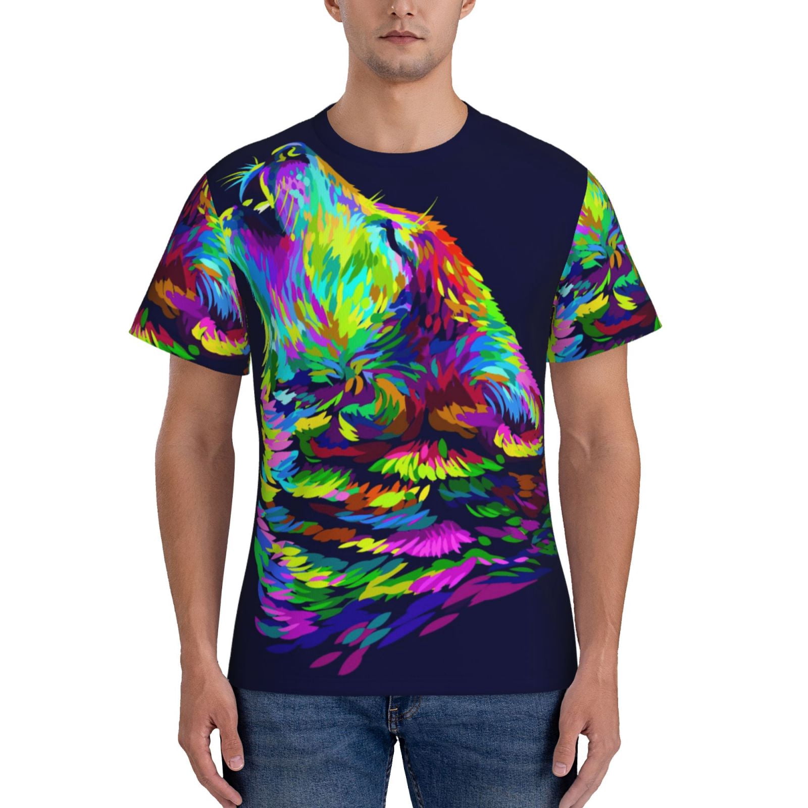 Qekee Howling Wolf Classic Fit T-Shirt Men's Shirt Men's Tight Short ...
