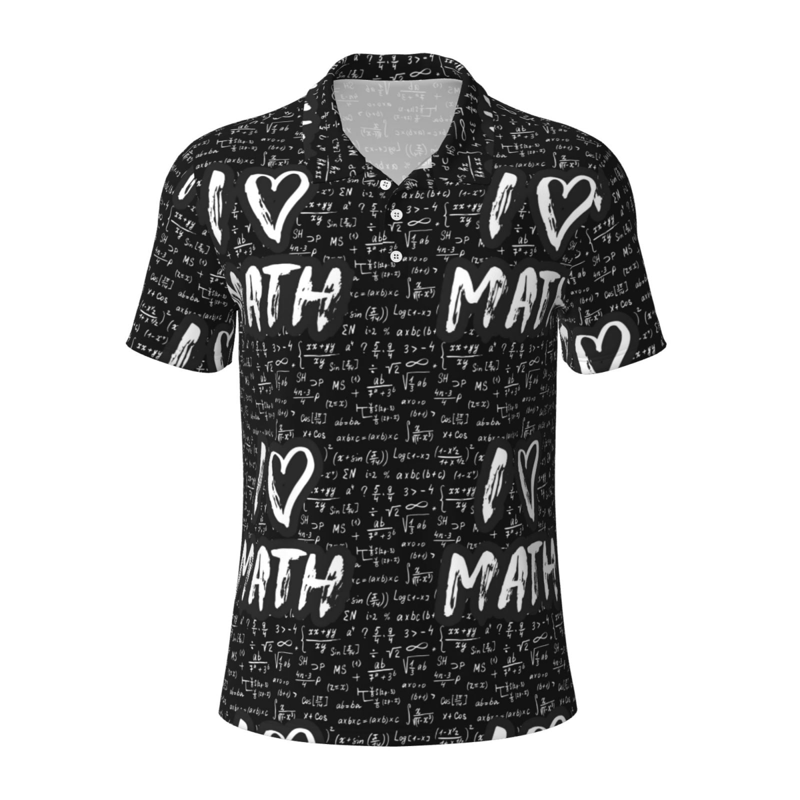 Qekee I love Math for Mens Polo Shirts Casual Short Sleeve Button Down ...