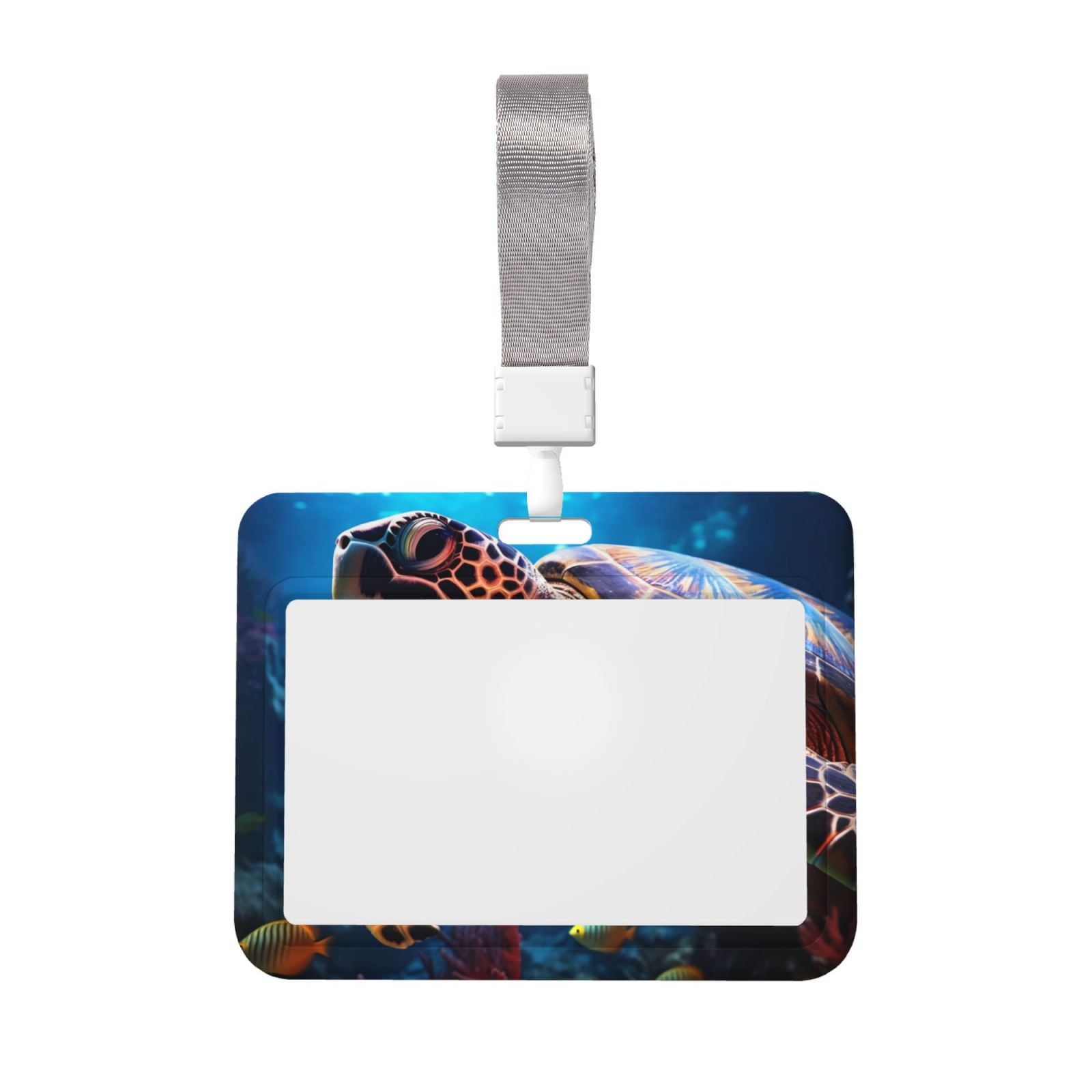 Qekee Ice Blue Ocean Sea Turtle Print Card Badge Holder,Clear Name Tag ...