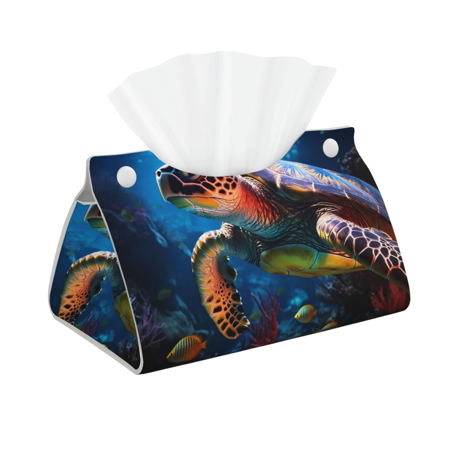 Qekee Ice Blue Ocean Sea Turtle Print Long Tissue Box Cover, Tissue ...