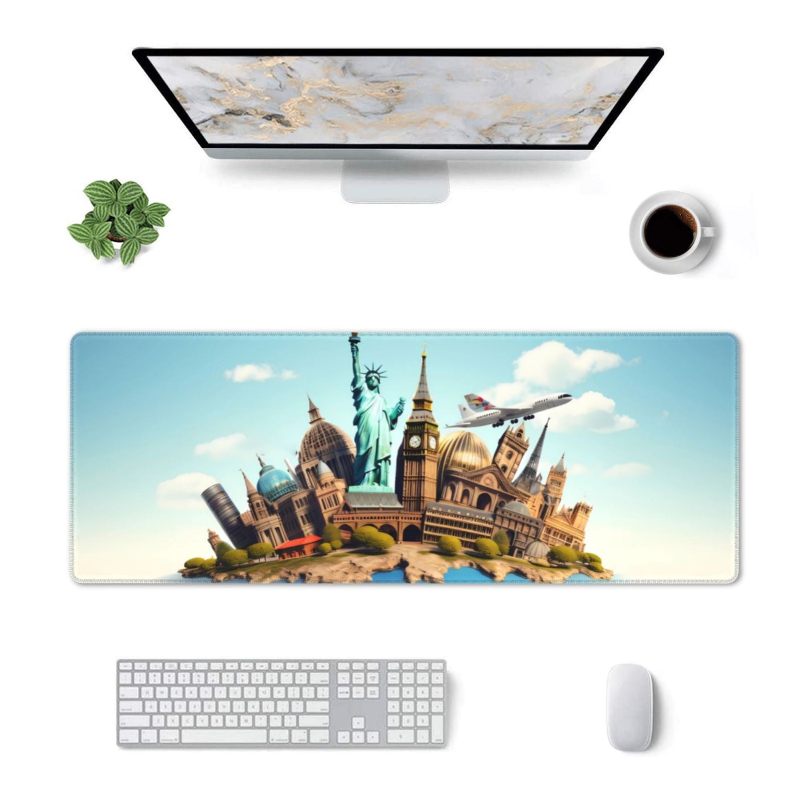 Qekee Iconic Global Landmarks Print Mouse Pad,Desk Pad Protector,Office ...