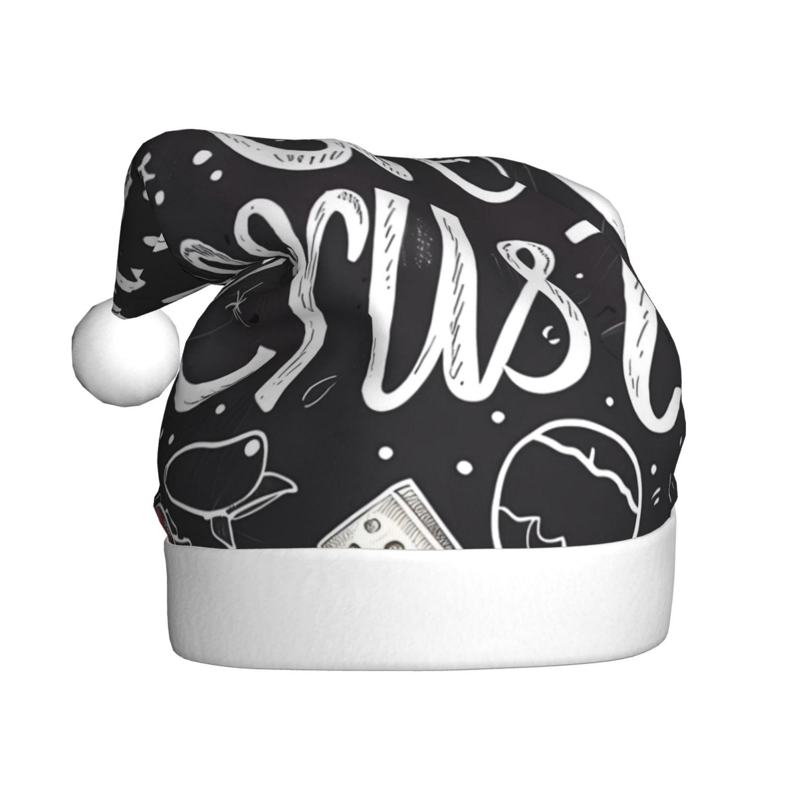 Qekee In Pizza We Crust Art for Fluffy Red Santa Hats Set Plush Brim ...