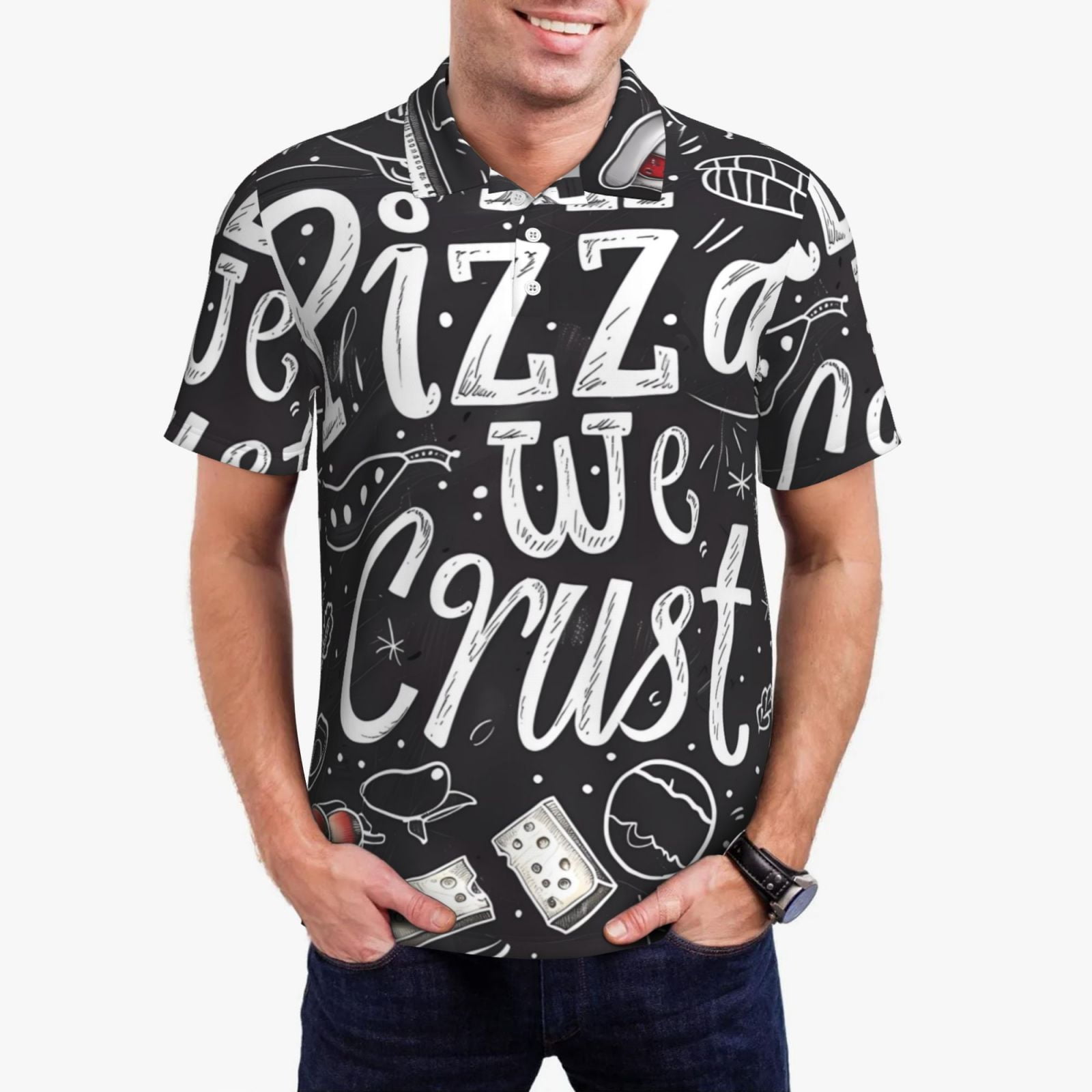 Qekee In Pizza We Crust Art for Mens Polo Shirts Casual Short Sleeve ...