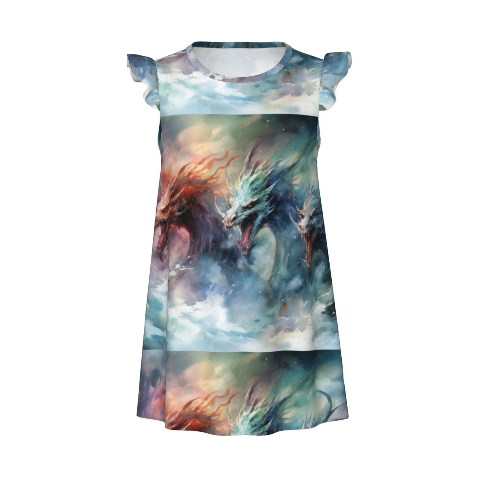 Qekee Ink Style Wave Dragon for Girls Nightgowns, Princess Pajama ...