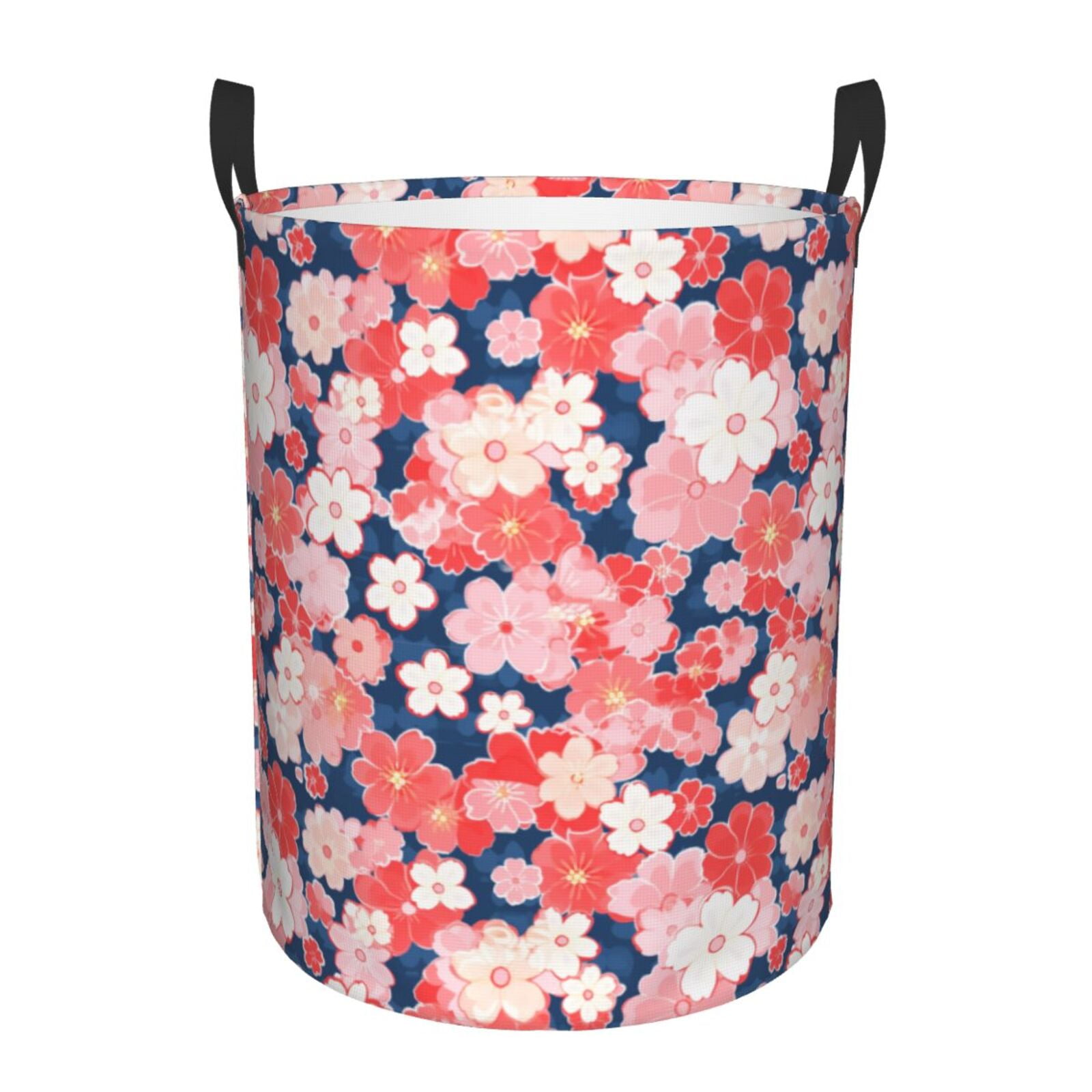 Qekee Japanese Cherry Blossoms print Laundry Hamper Basket, Hamper ...