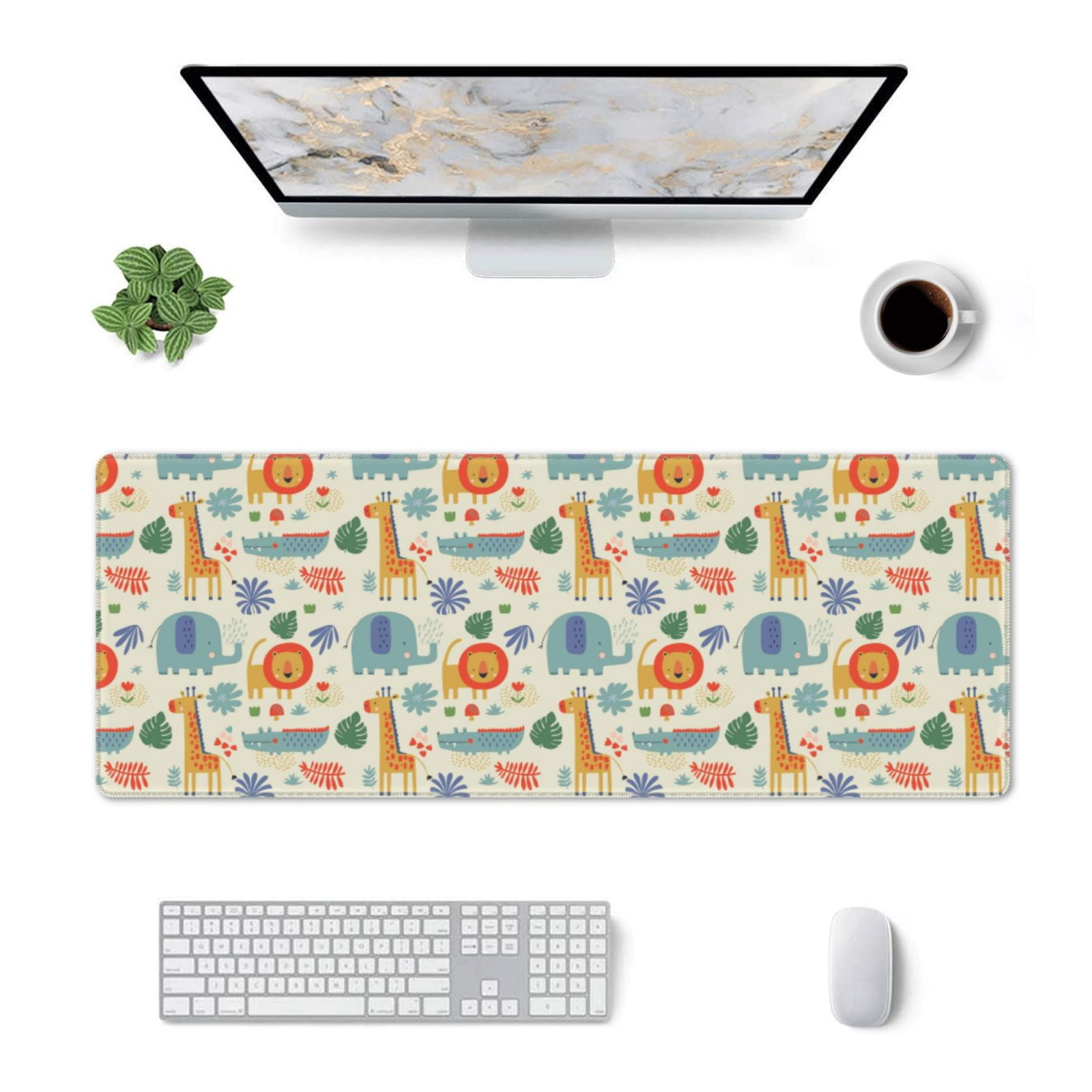 Qekee Jungle Animals Print Mouse Pad,Desk Pad Protector,Office Desk Mat ...