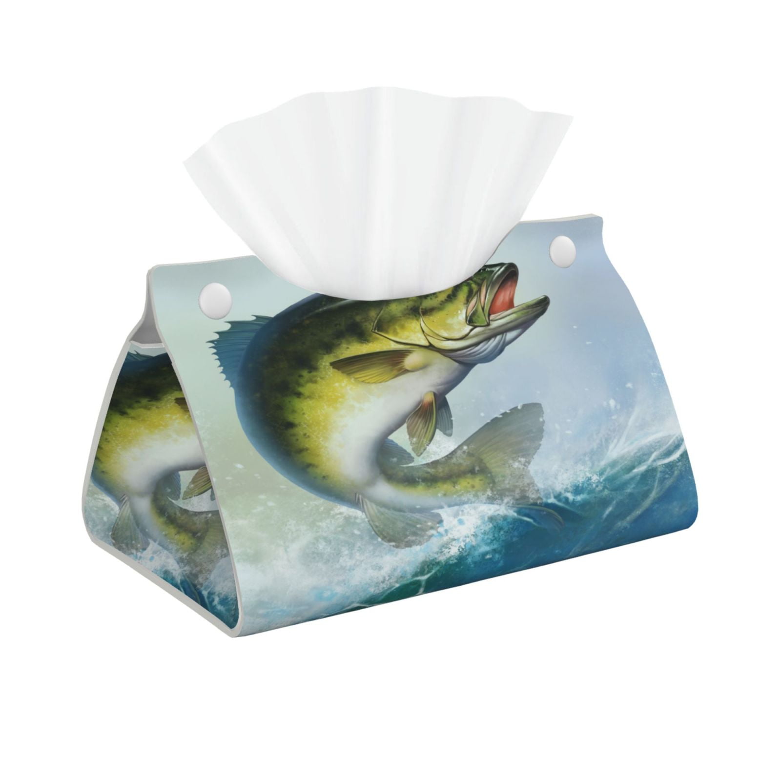 Qekee Largemouth Bass jumps out of water Print Long Tissue Box Cover ...