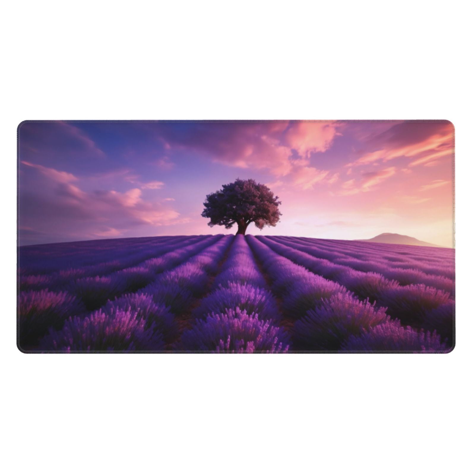 Qekee Lavender Field Sunset Print Desk Pad Protector,Mouse Pad,Office ...