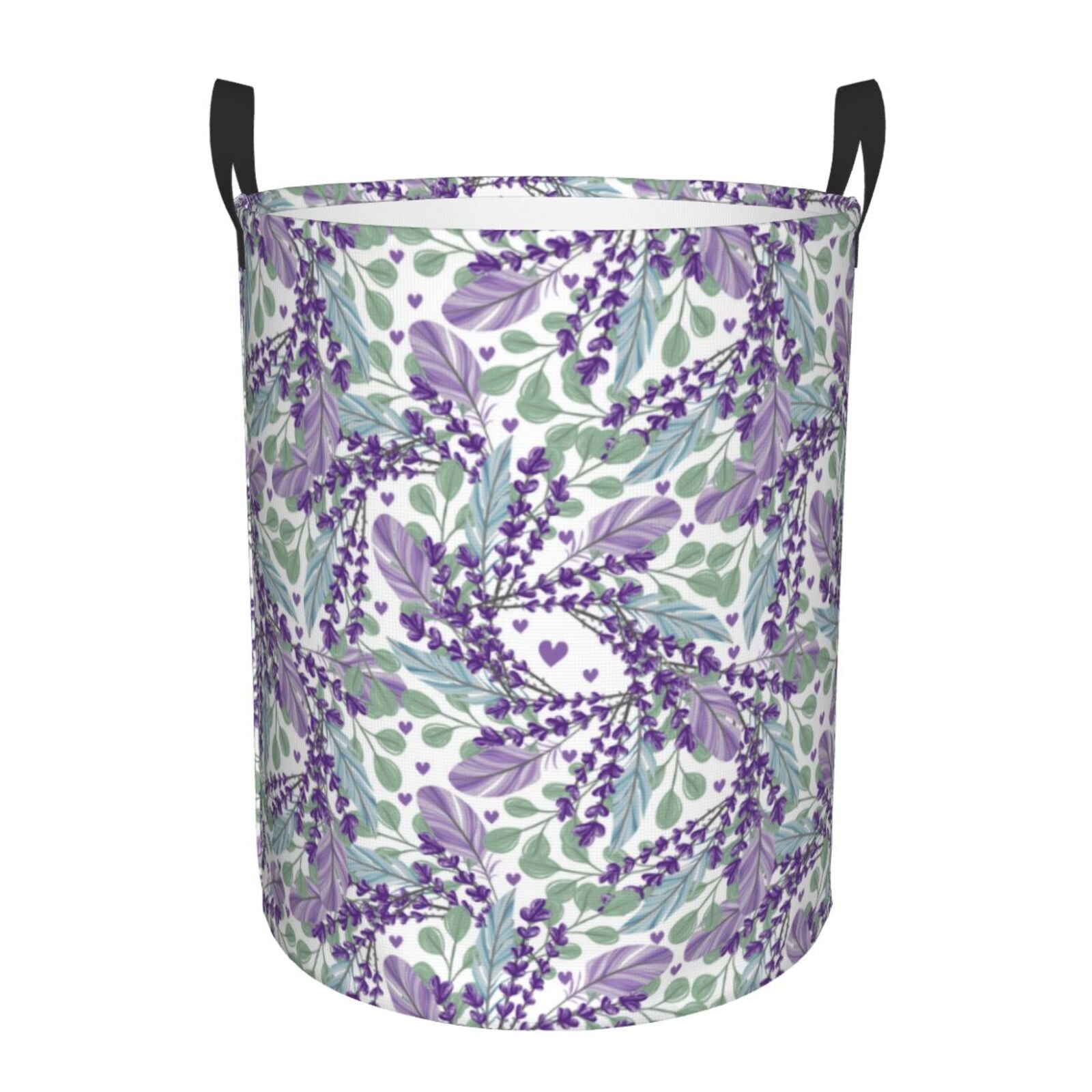 Qekee Lavender Flowers print Laundry Hamper Basket, Hamper Basket for ...