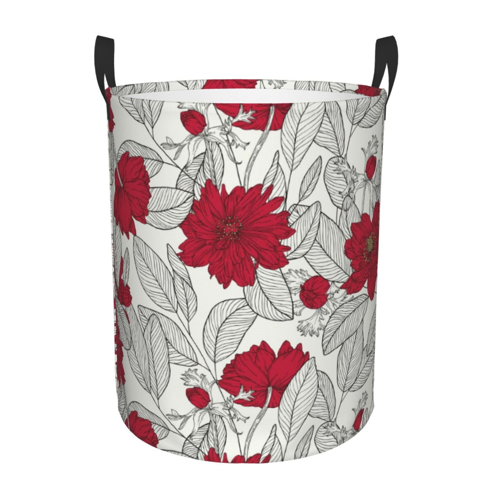Qekee Leaves And Anemone print Laundry Hamper Basket, Hamper Basket for ...