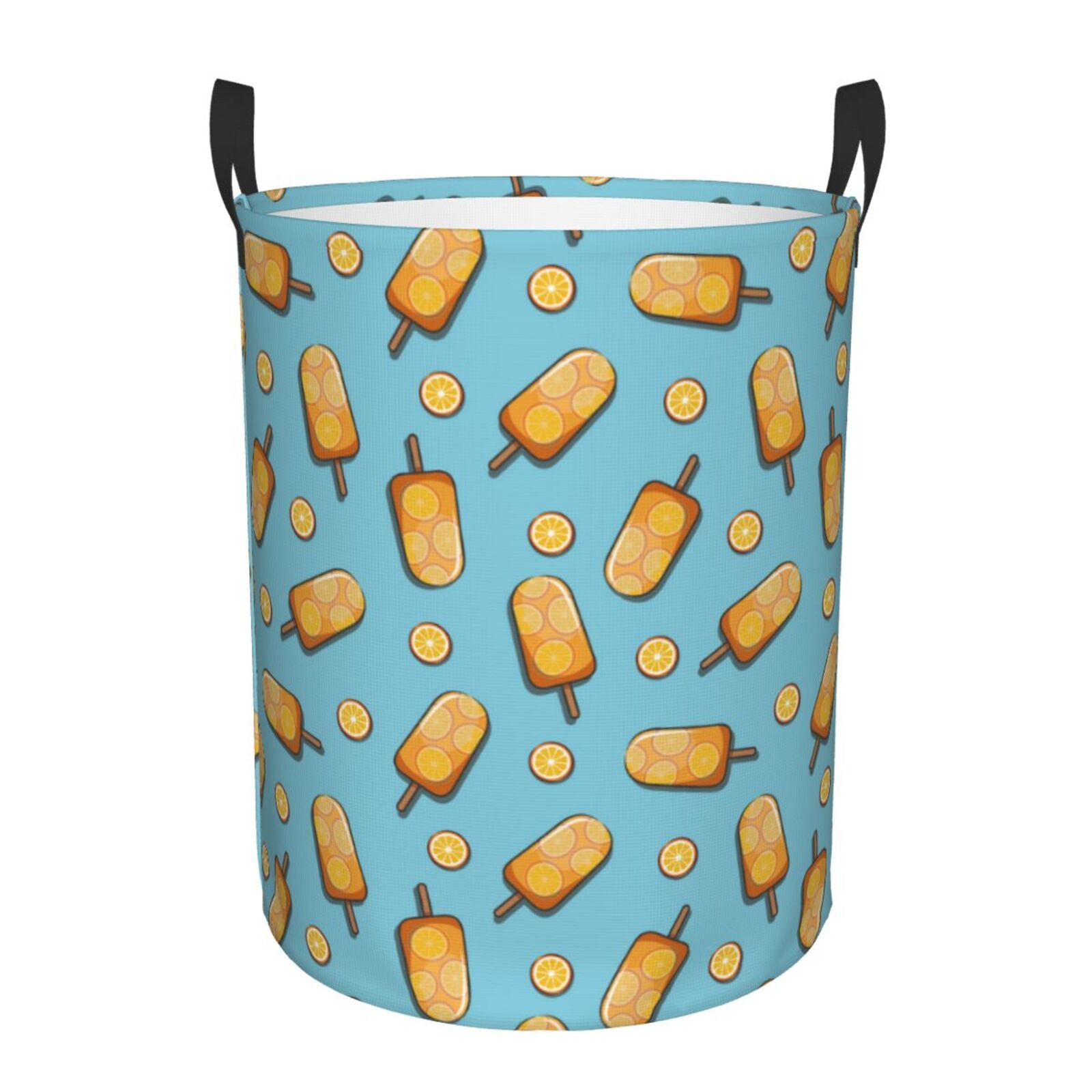 Qekee Lemon Ice Cream print Laundry Hamper Basket, Hamper Basket for ...