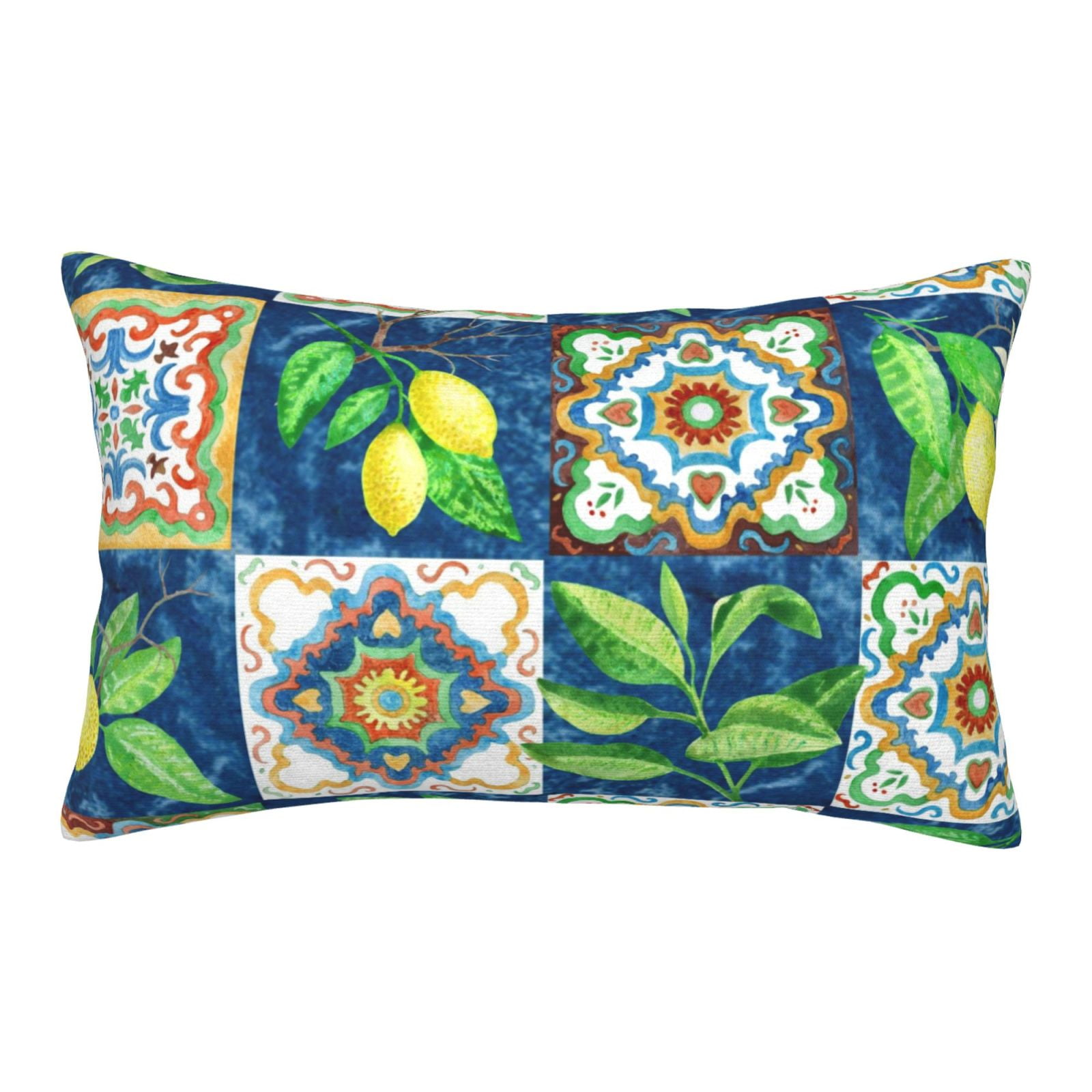 Qekee Lemon and Leaves Print Fuzzy Pillows Cover, Pillow Case with ...