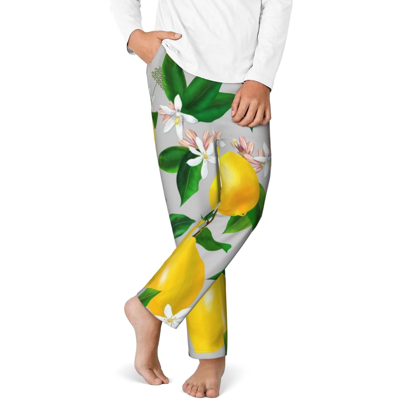 Qekee Lemon Seamless Pattern Oil Painting Effect Print Kids Pajama ...