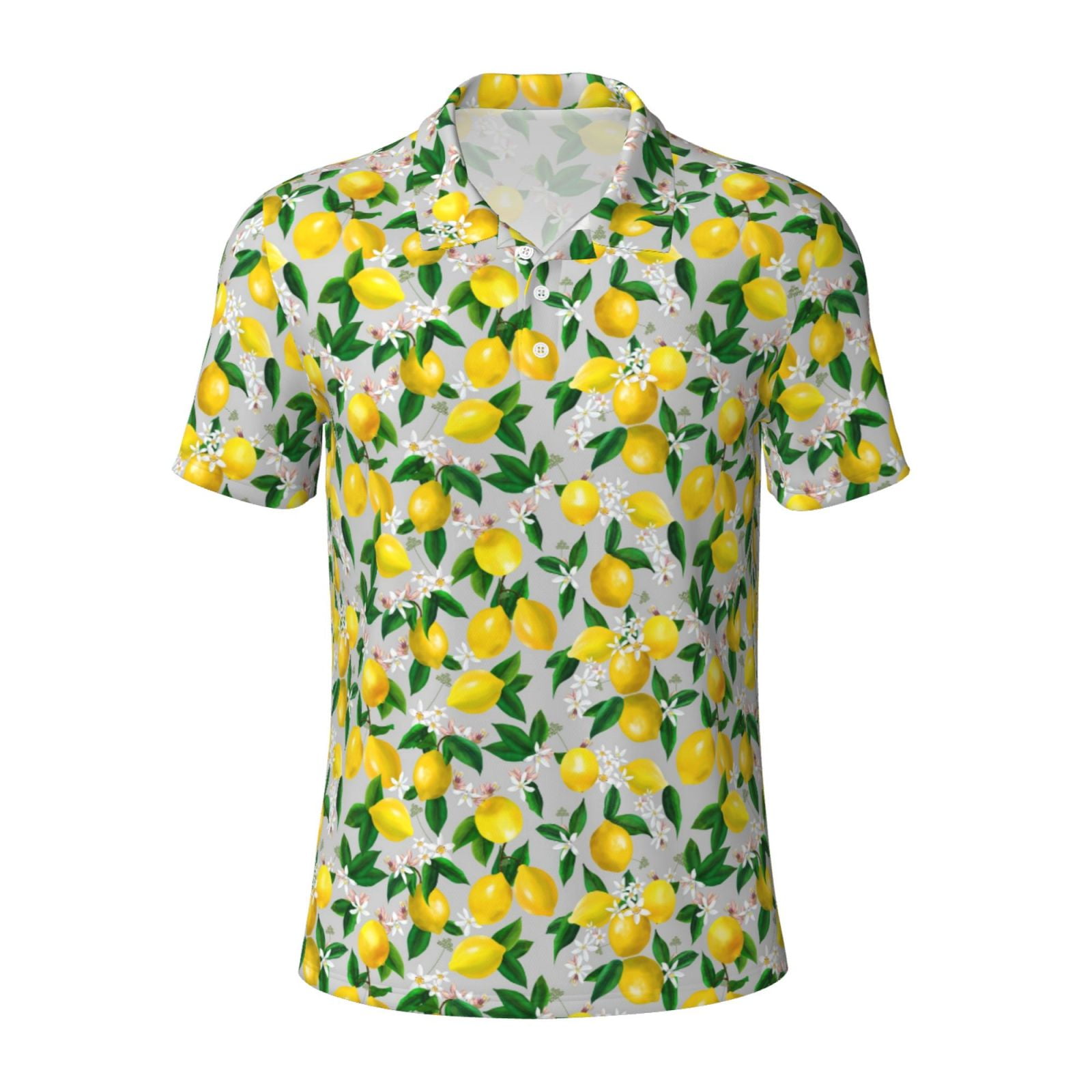 Qekee Lemon1 for Mens Polo Shirts Casual Short Sleeve Button Down Polo ...