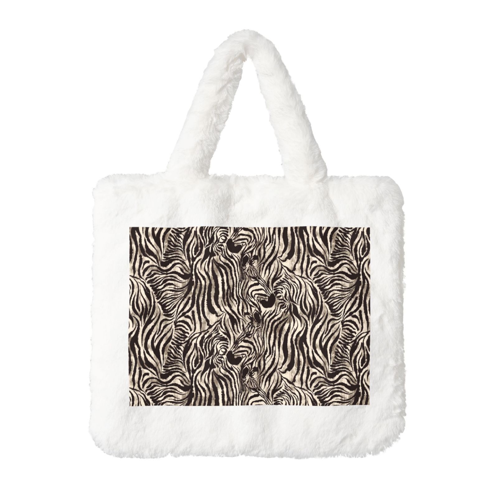 Qekee Leopard And Zebra1 Print Plush Underarm Bag, Ladies Fluffy ...