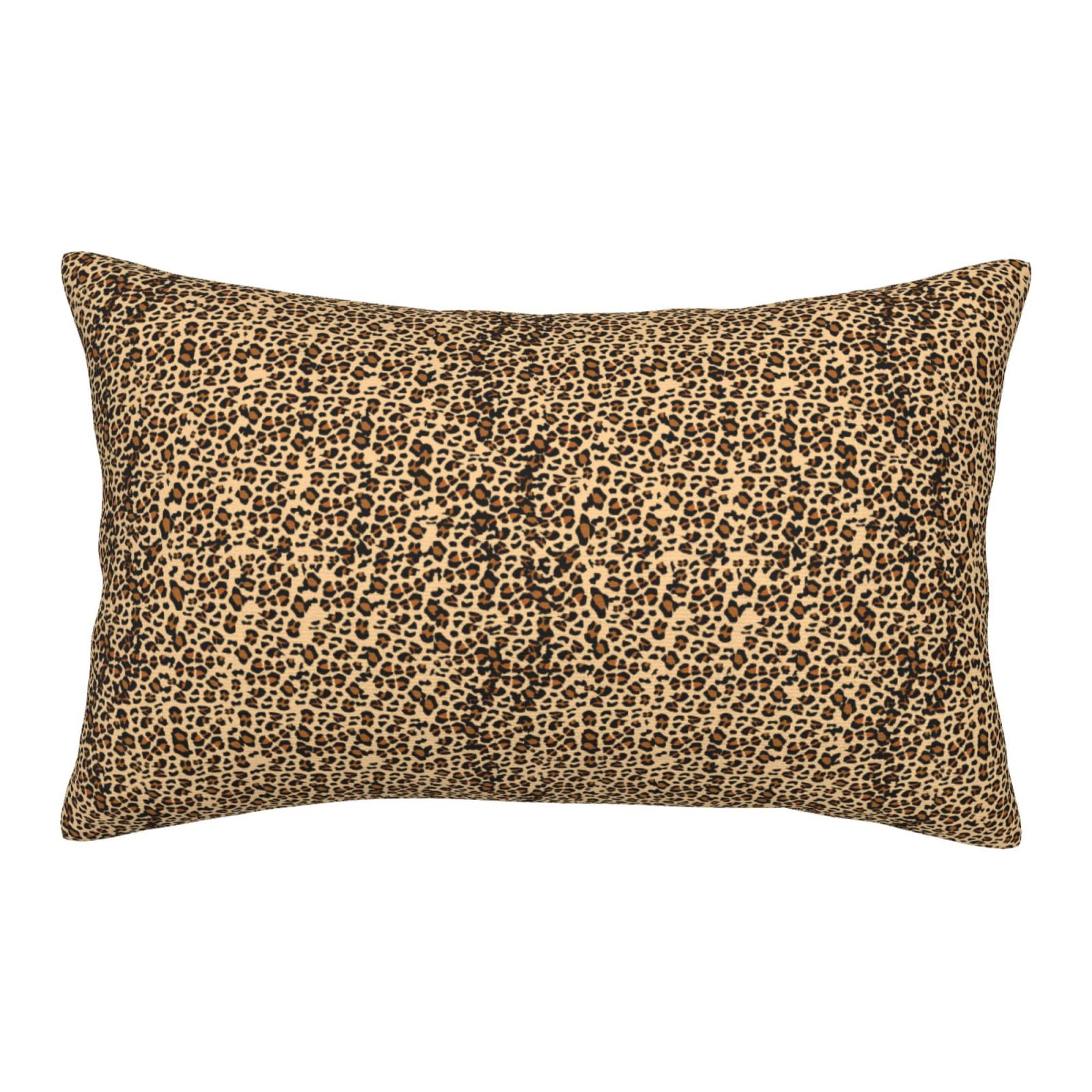 Qekee Leopard Print Brown Print Fuzzy Pillows Cover, Pillow Case with ...
