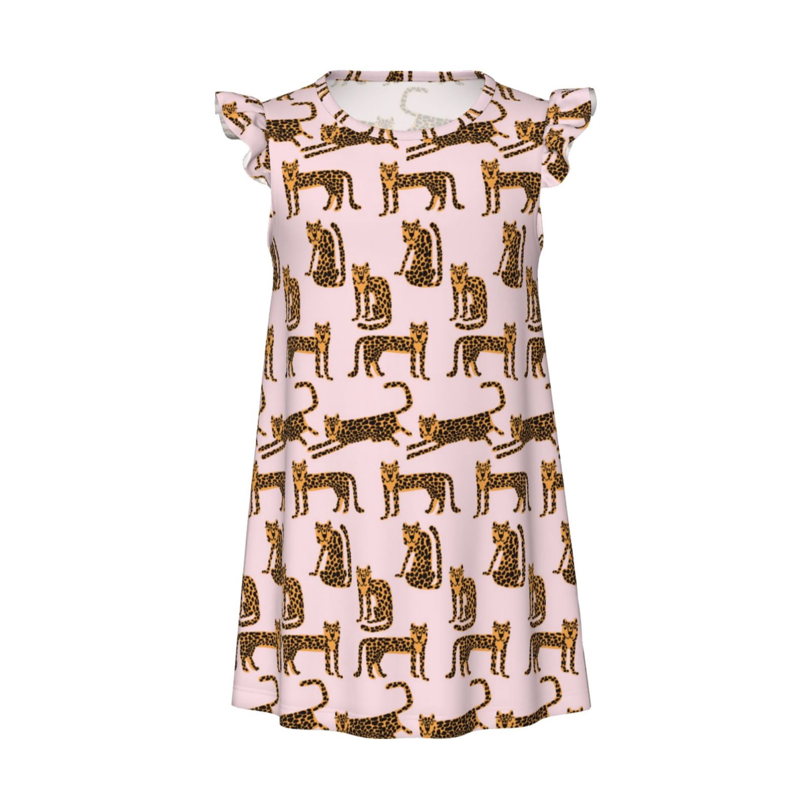 Qekee Leopard Print for Girls Nightgowns, Princess Pajama Dresses for ...