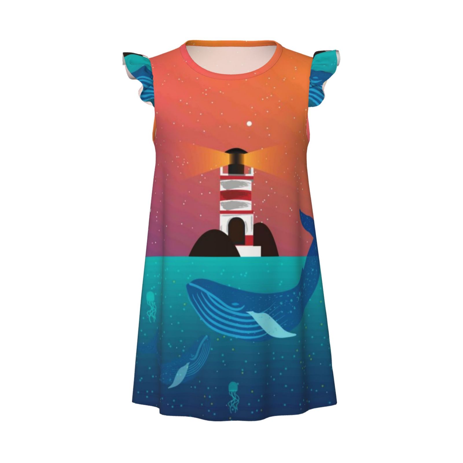 Qekee Lighthouse and Whale for Girls Nightgowns, Princess Pajama ...
