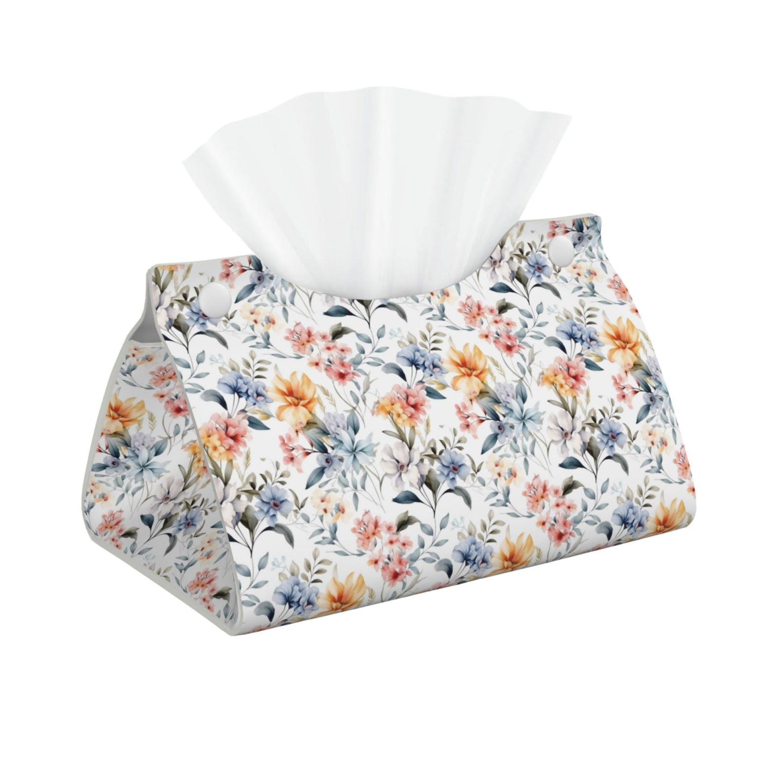 Qekee Lilies Flowers Long Tissue Box Cover, Tissue Holder, PVC Leather ...
