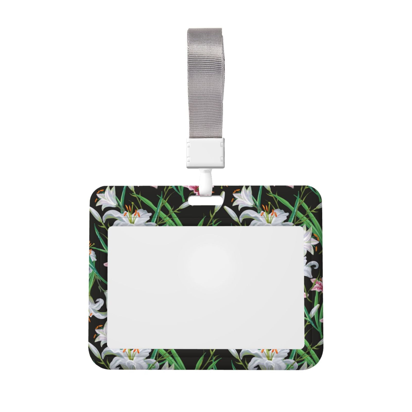 Qekee Lilies Flowers Print Card Badge Holder,Clear Name Tag ID Card ...