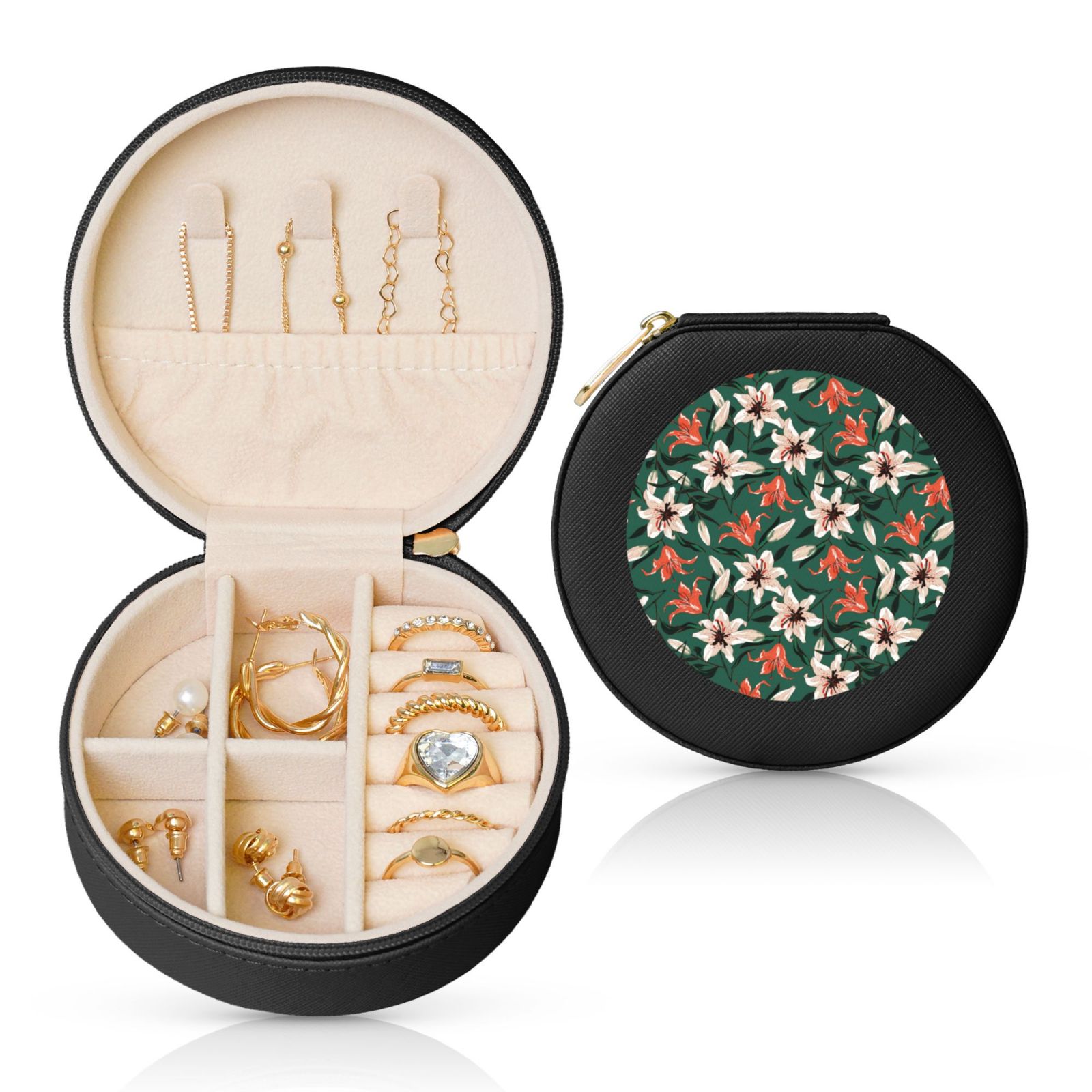 Qekee Lilies Flowers for Travel Jewelry Box for Women And Girls,Jewelry ...