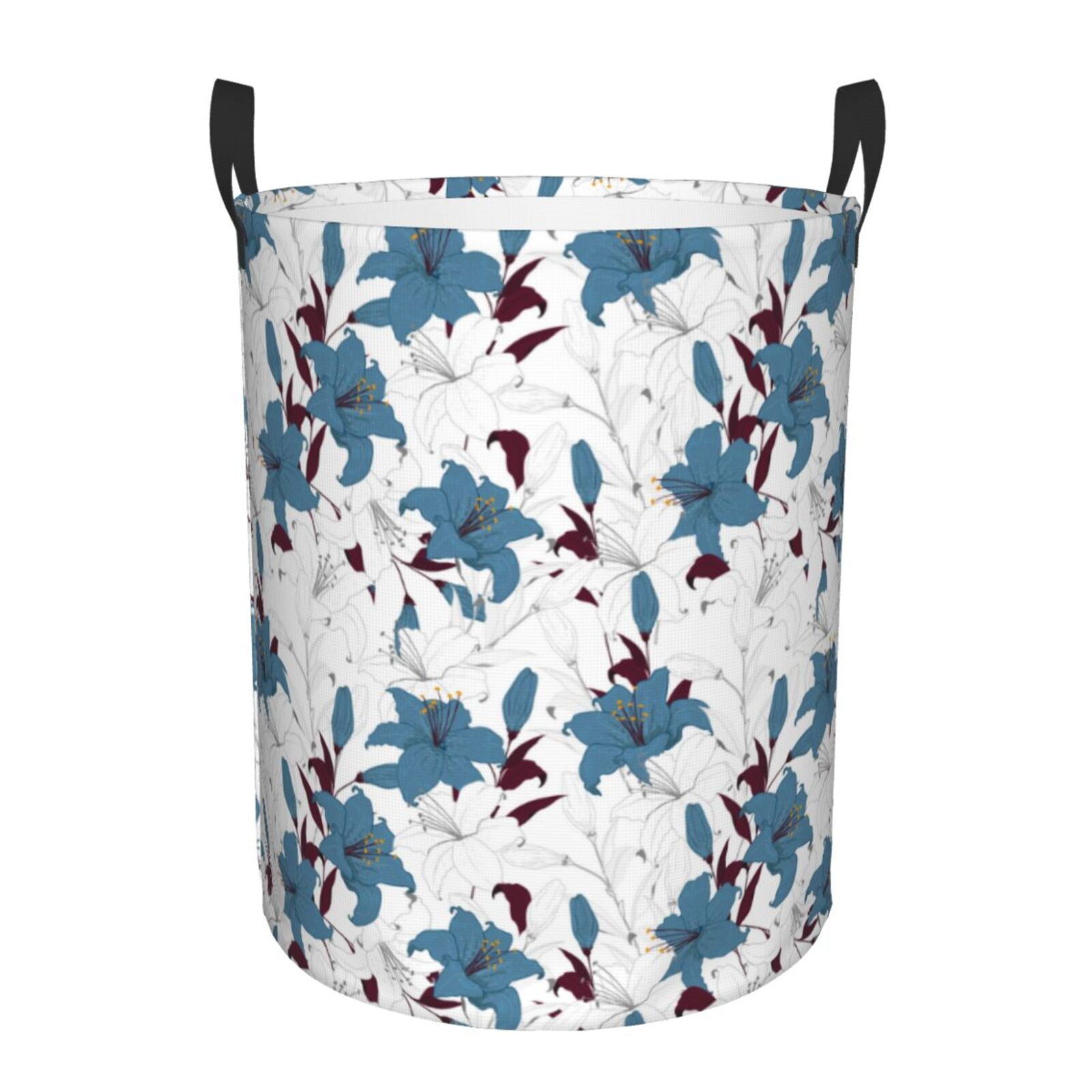 Qekee Lilies Flowers print Laundry Hamper Basket, Hamper Basket for ...
