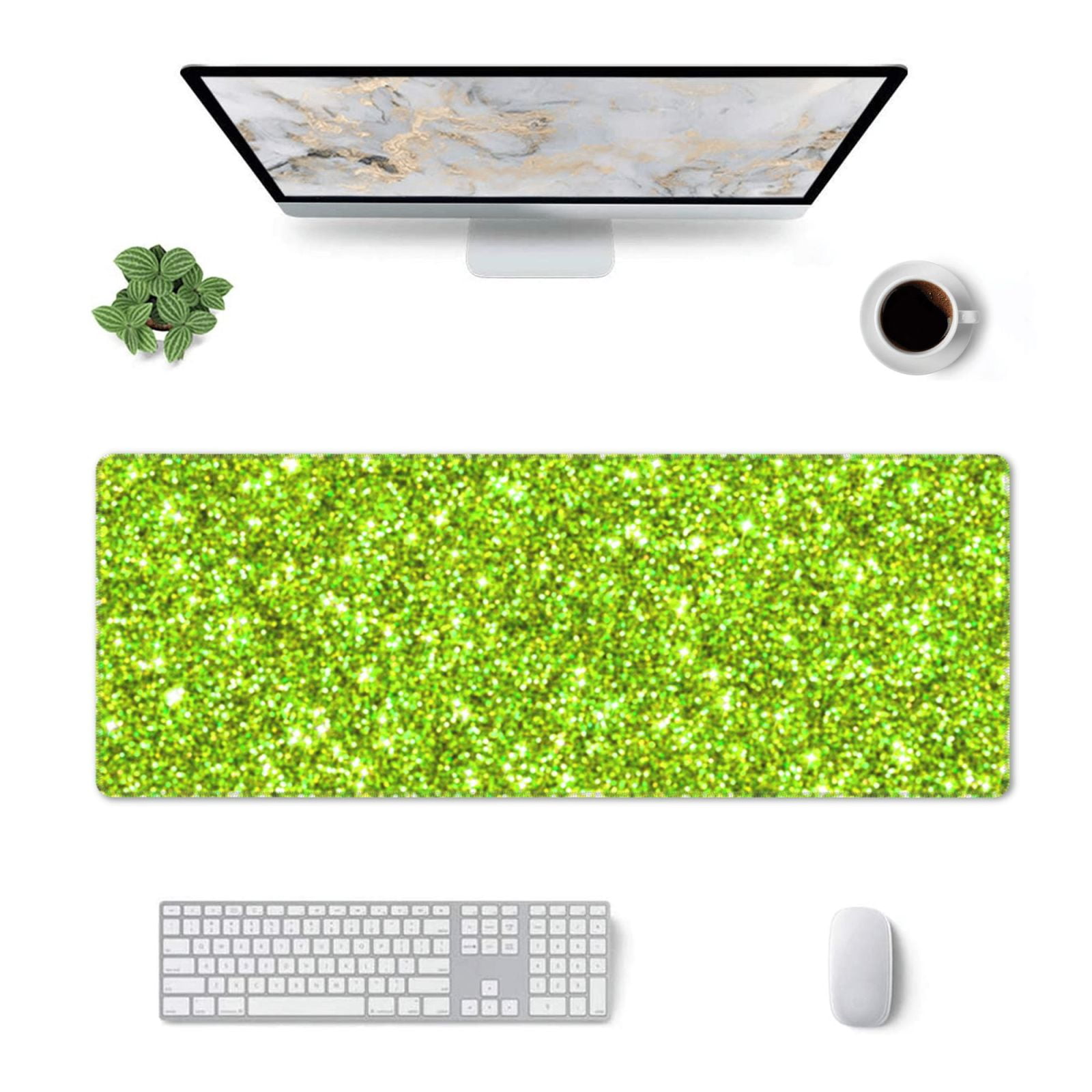 Qekee Lime green glitter Print Mouse Pad,Desk Pad Protector,Office Desk ...