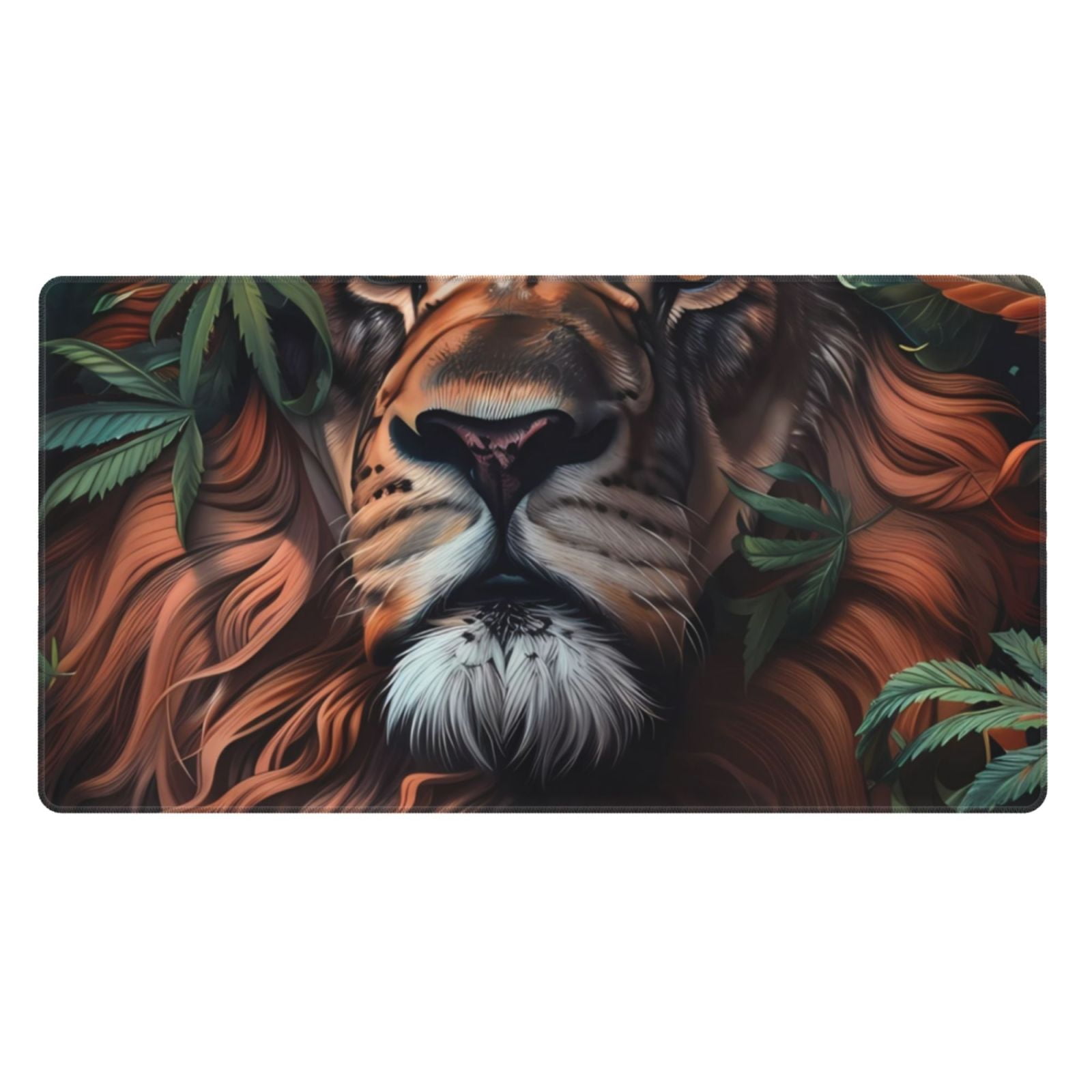 Qekee Lion Forest Crown Print Desk Pad Protector,Mouse Pad,Office Desk ...