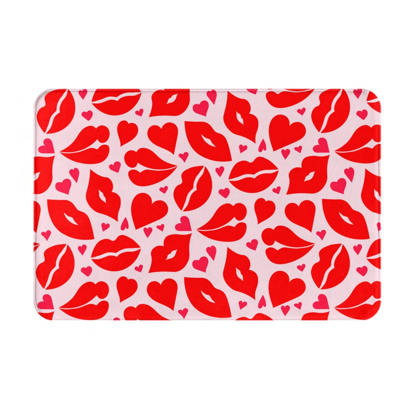 Qekee Lips Kiss Print Flannel Non-Slip Floor Mat 16x24in, Door Mat ...
