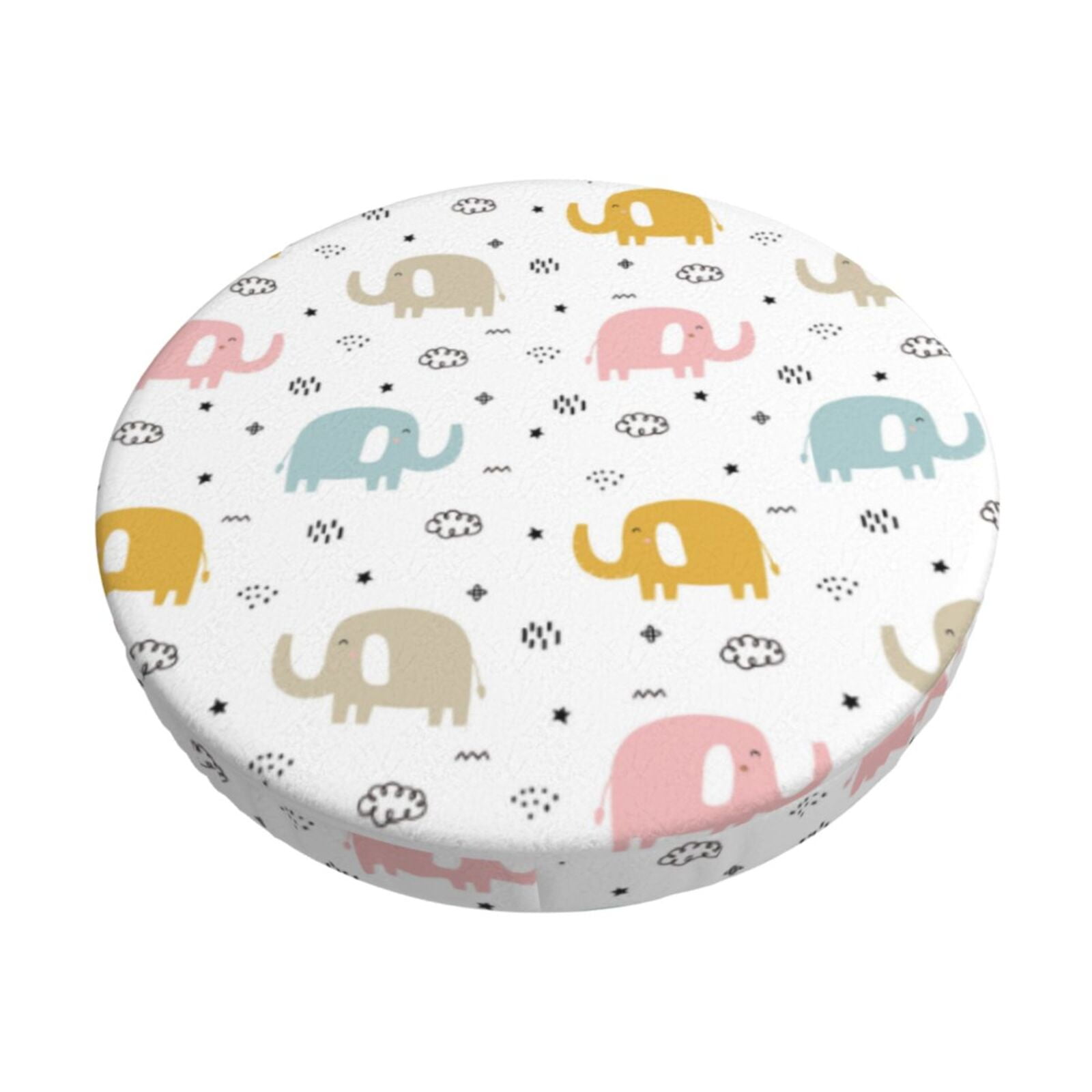 Qekee Little Elephant Round Bar Chair Cushion Cover, Elastic and ...