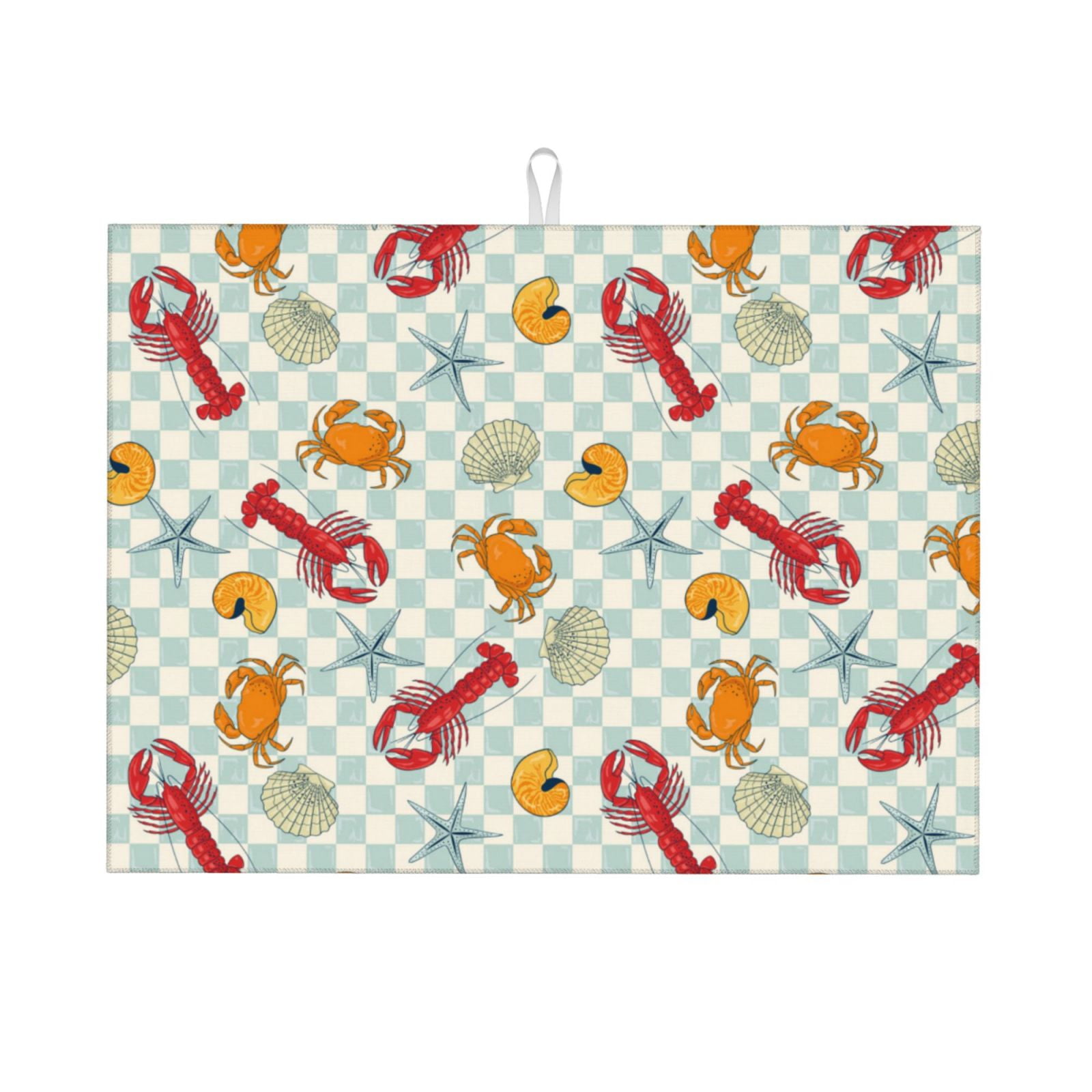 Qekee Lobster Sea Shell Print Dish Drying Mat,Dishes Drainer Mat for ...
