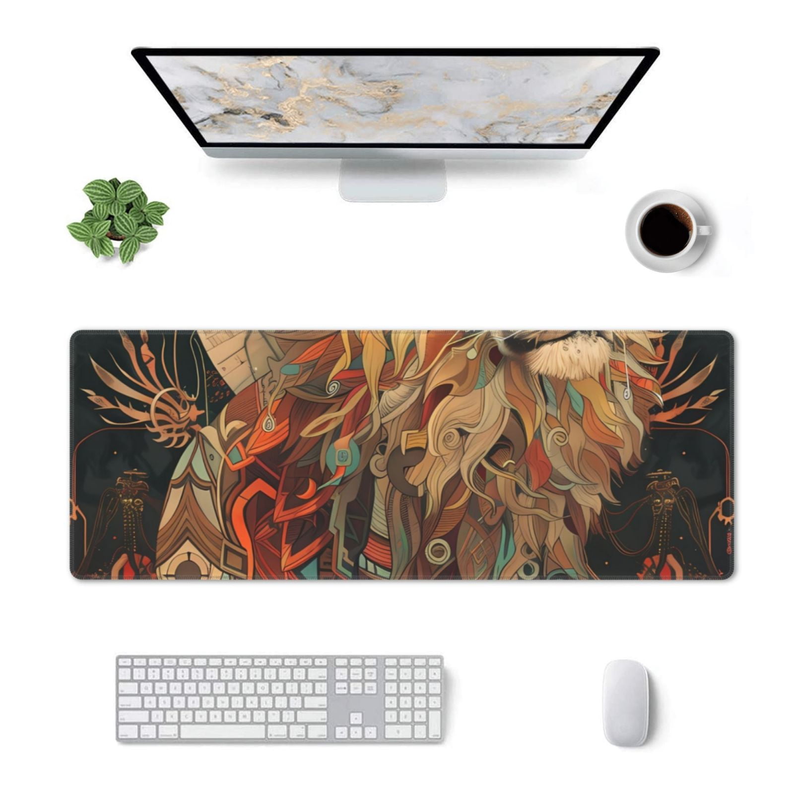 Qekee Majestic Cosmic Lion Print Mouse Pad,Desk Pad Protector,Office ...