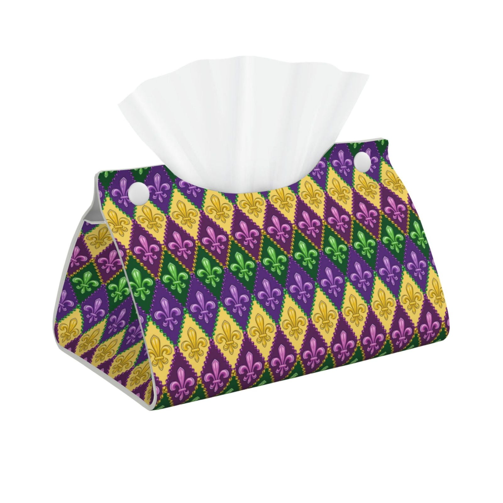 Qekee Mardi Gras4 Long Tissue Box Cover, Tissue Holder, PVC Leather ...