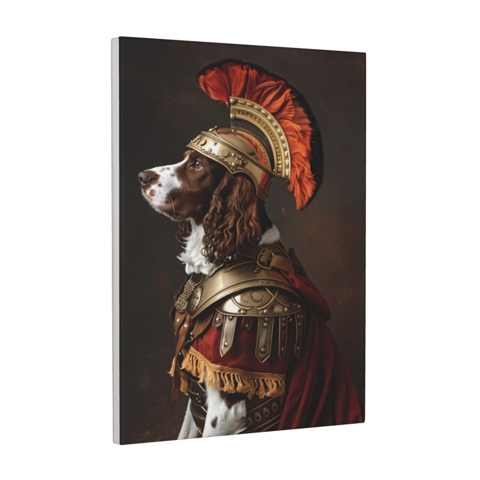Qekee Medieval Knight Dog Print Canvas Wall Art for Bathroom,Abstract ...