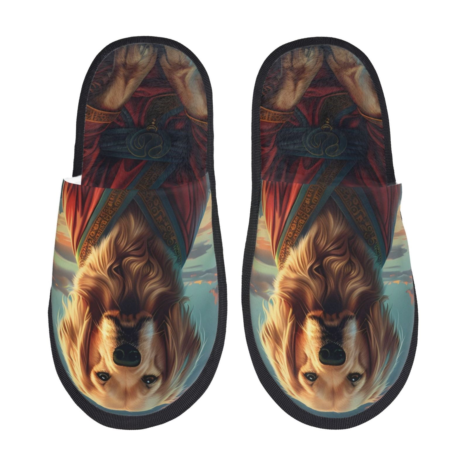 Qekee Meditating Golden Retriever print Slippers for Women and Men ...