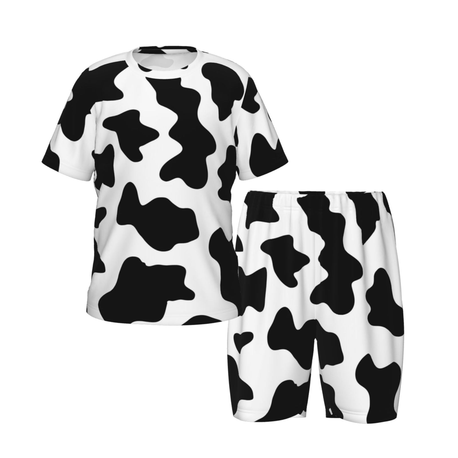 Qekee Milk Cow print Short-Sleeved Summer Pajama Set for Girls and Boys ...