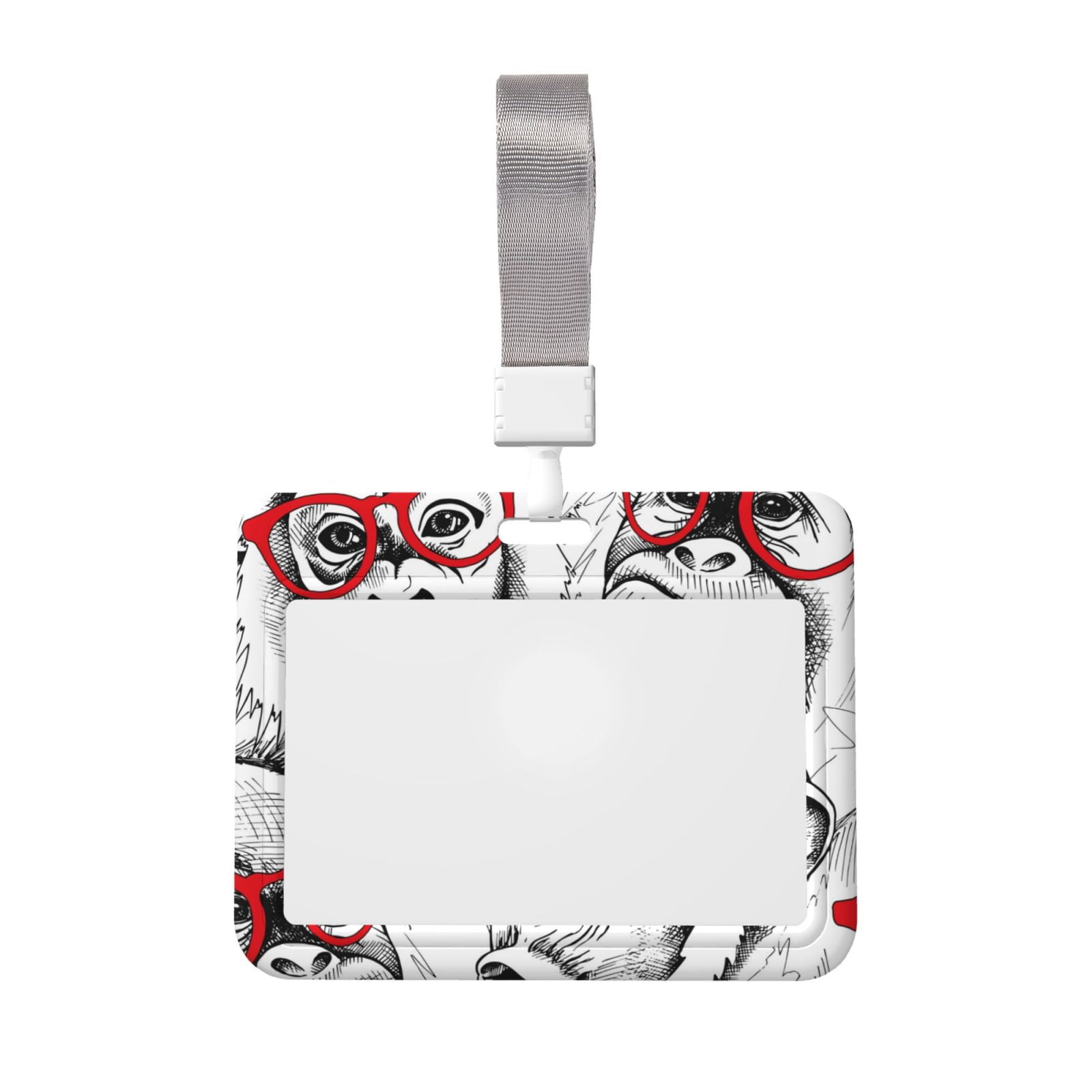 Qekee Monkey Print Card Badge Holder,Clear Name Tag ID Card Protector ...